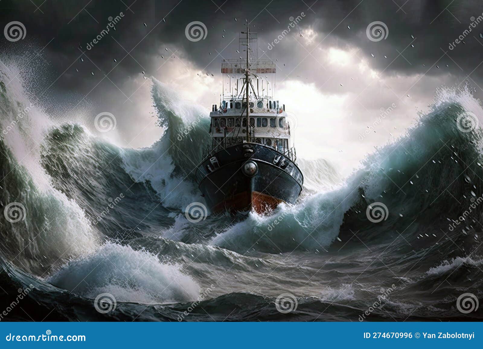 A Ship Sinks in the Ocean in a Big Storm. Generative AI Stock Illustration - Illustration of ...