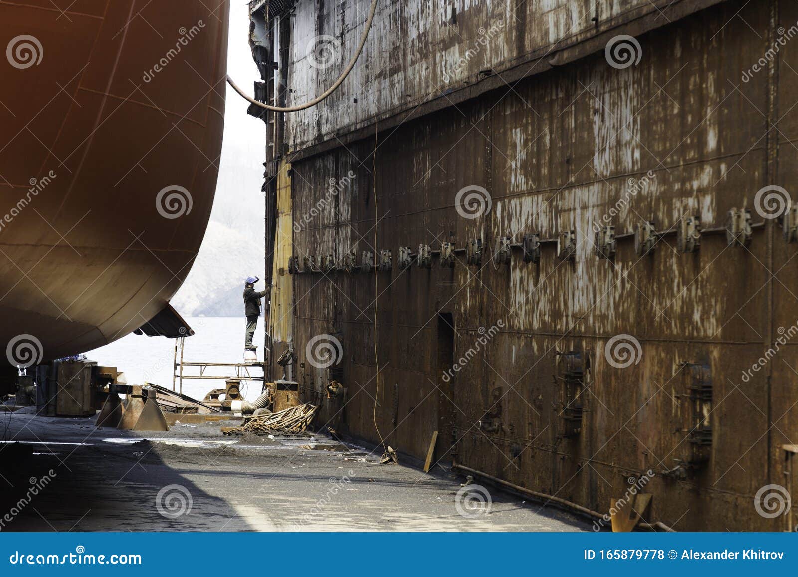 A Ship Stands in a Dry Dock at a Shipyard. Editorial Stock Photo ...