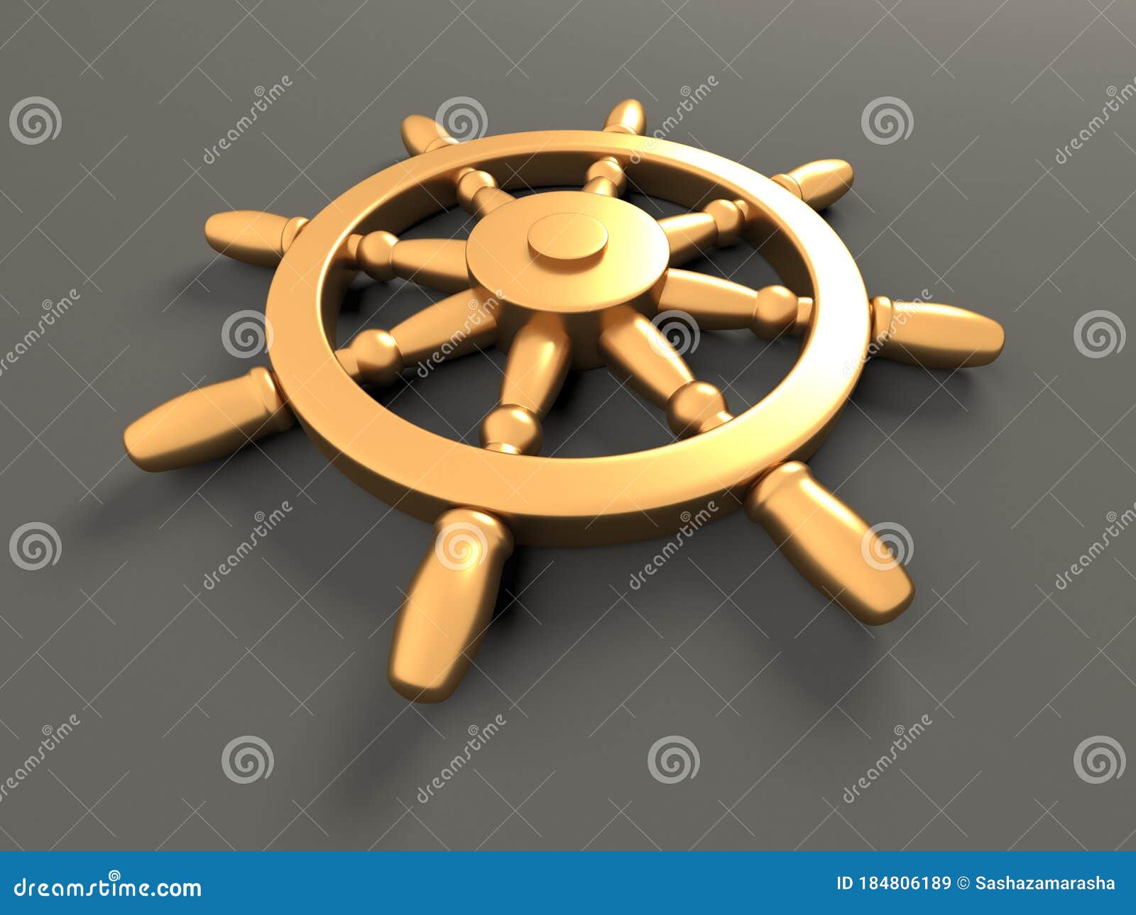 Ship Steering Wheel on Gray Background Stock Illustration ...