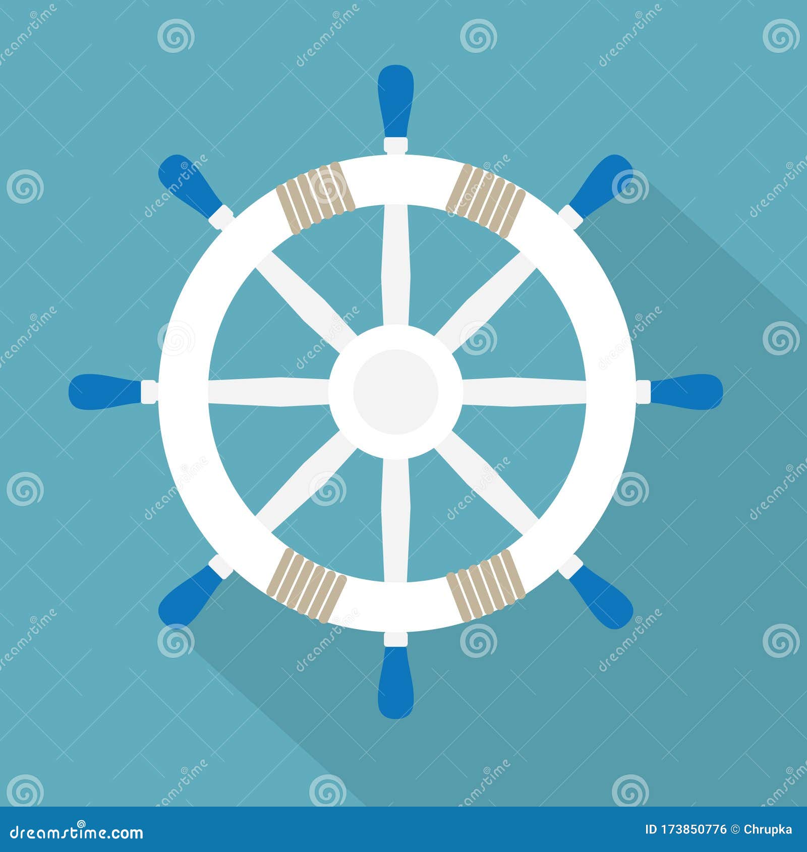 Ship steering wheel icon stock vector. Illustration of blue - 173850776