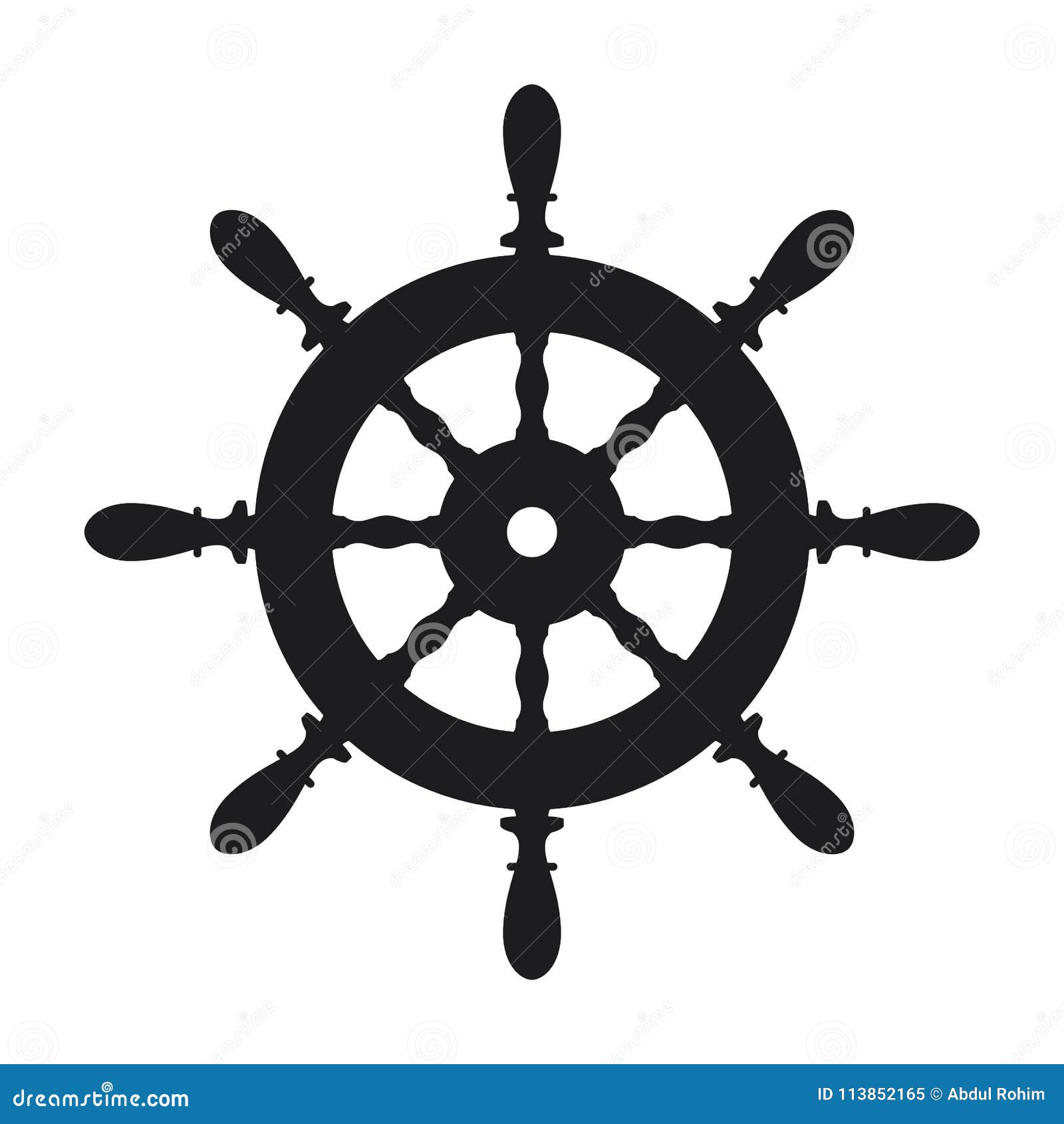 Ship Steering Wheel Icon on White Background Stock Vector ...