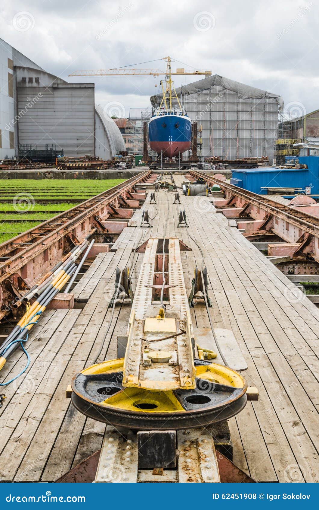Ship on the Stocks in the Shipyard Stock Photo - Image of platform ...