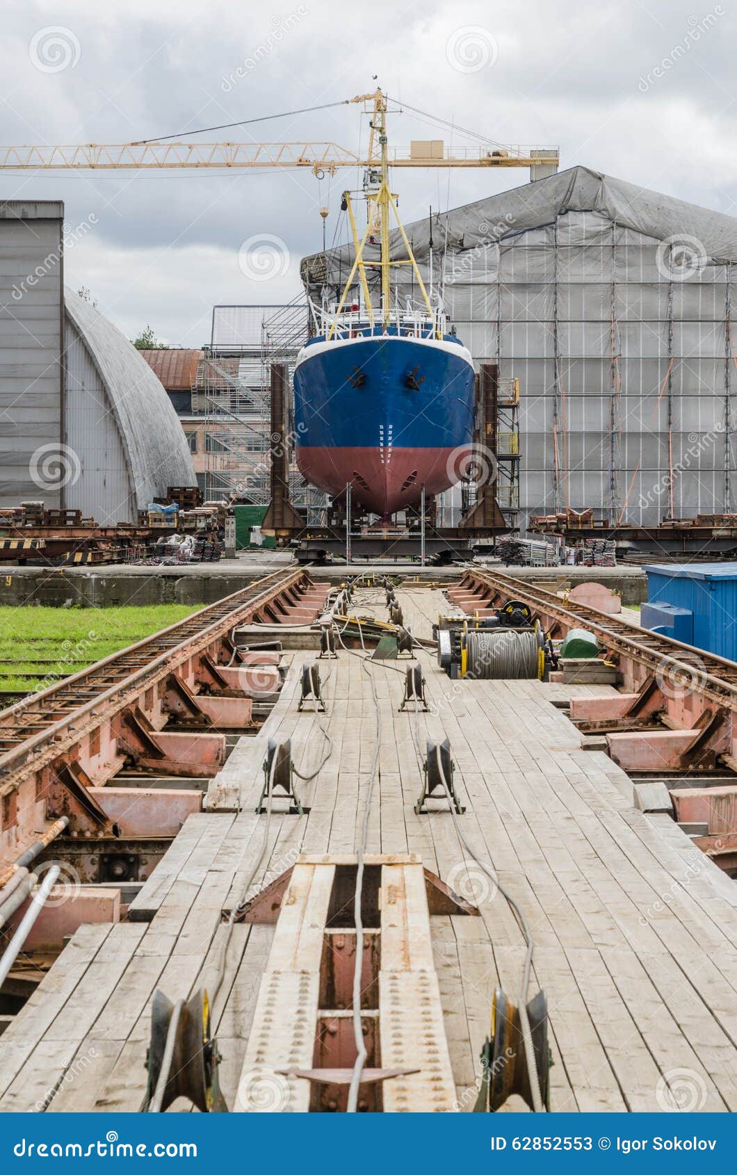 The Ship on the Stocks in Shipyard Stock Image - Image of port ...