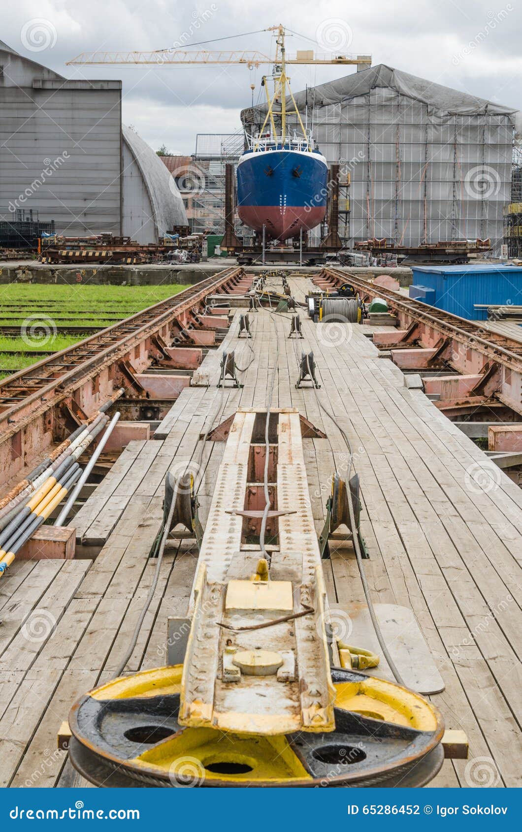 The Ship on the Stocks in the Shipyard Stock Photo - Image of platform ...