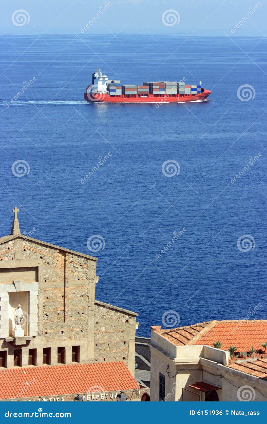 Ship at the Strait of Messina Stock Photo - Image of messina, blue: 6151936