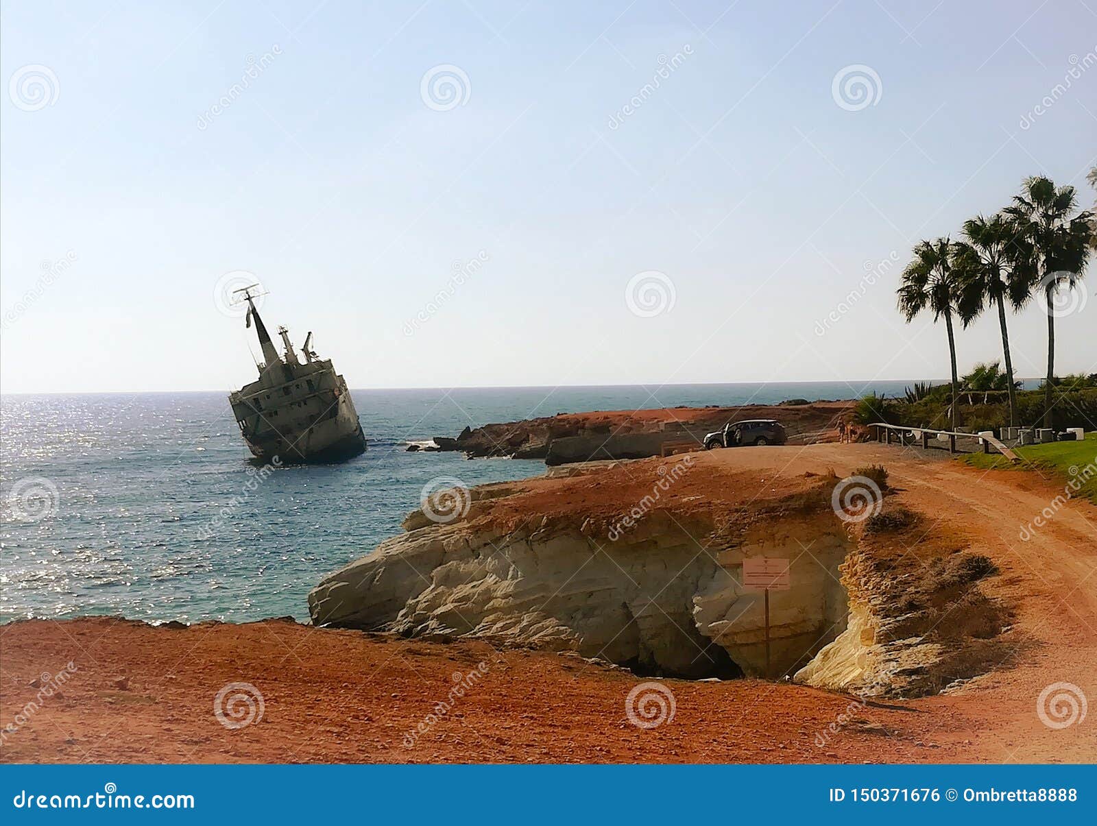 Ship Stranded Near the Coast of the Island of Cyprus Stock Photo ...