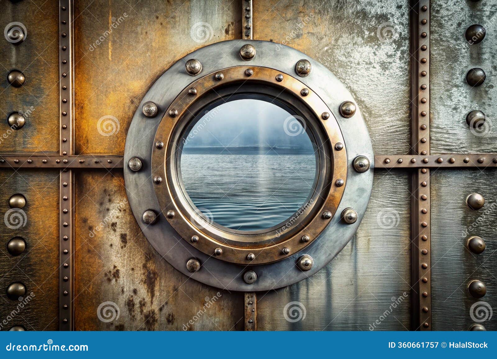Submarine Window View. Porthole Round From Underwater Vector ...