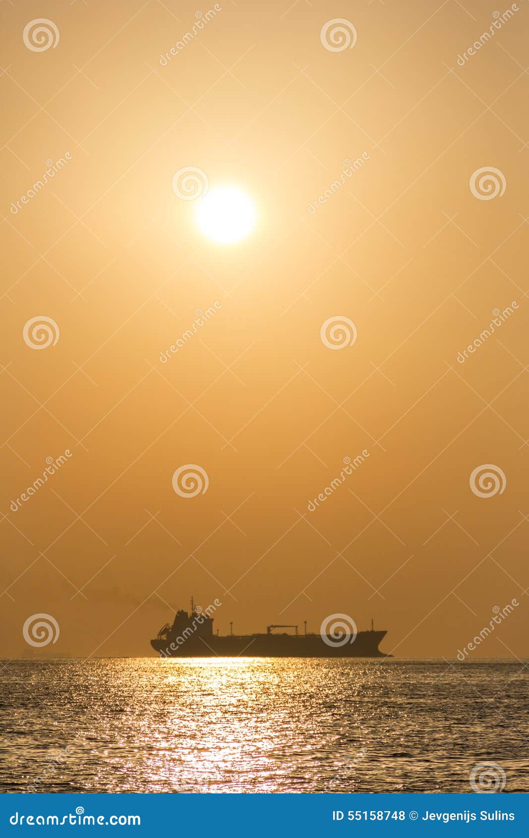 Ship and sun. stock photo. Image of silhouette, vessel - 55158748