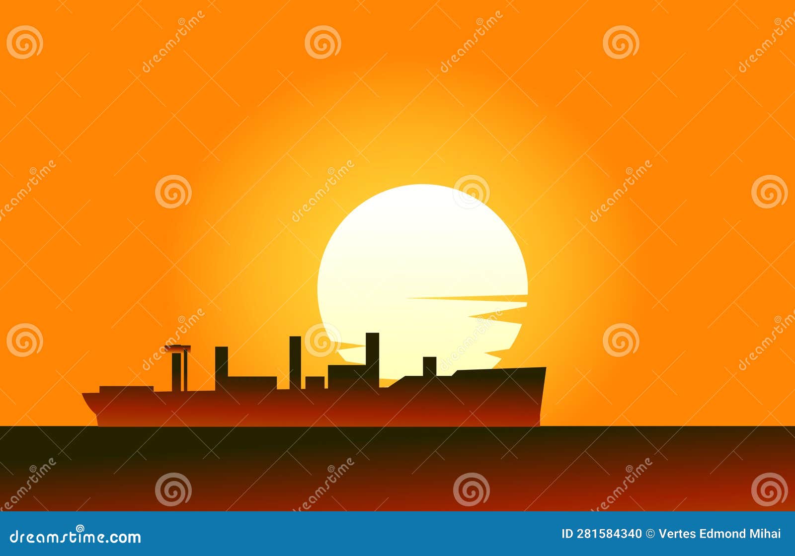 Ship with sun vector stock vector. Illustration of marine - 281584340