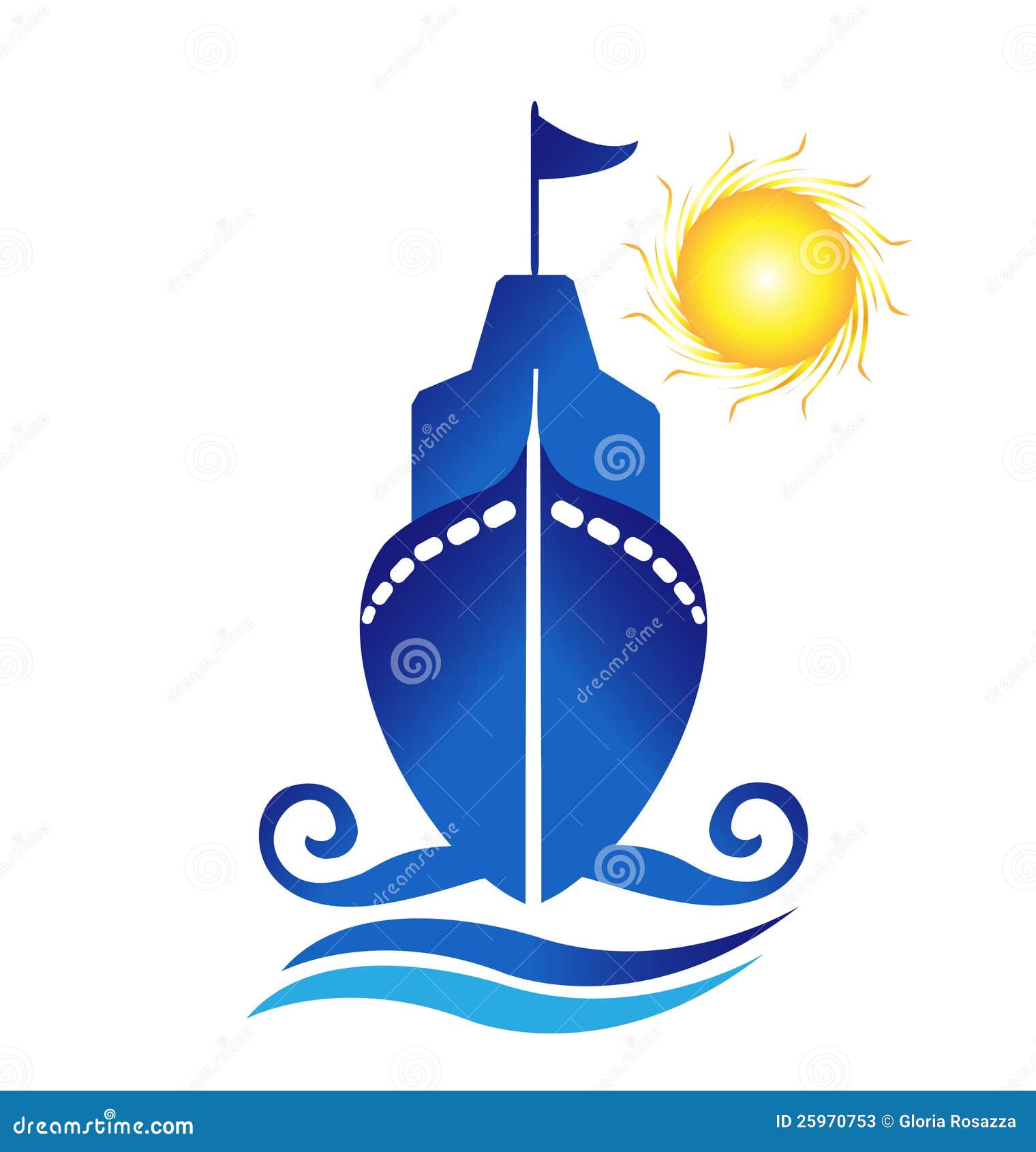 Ship sun waves logo stock vector. Illustration of decoration - 25970753