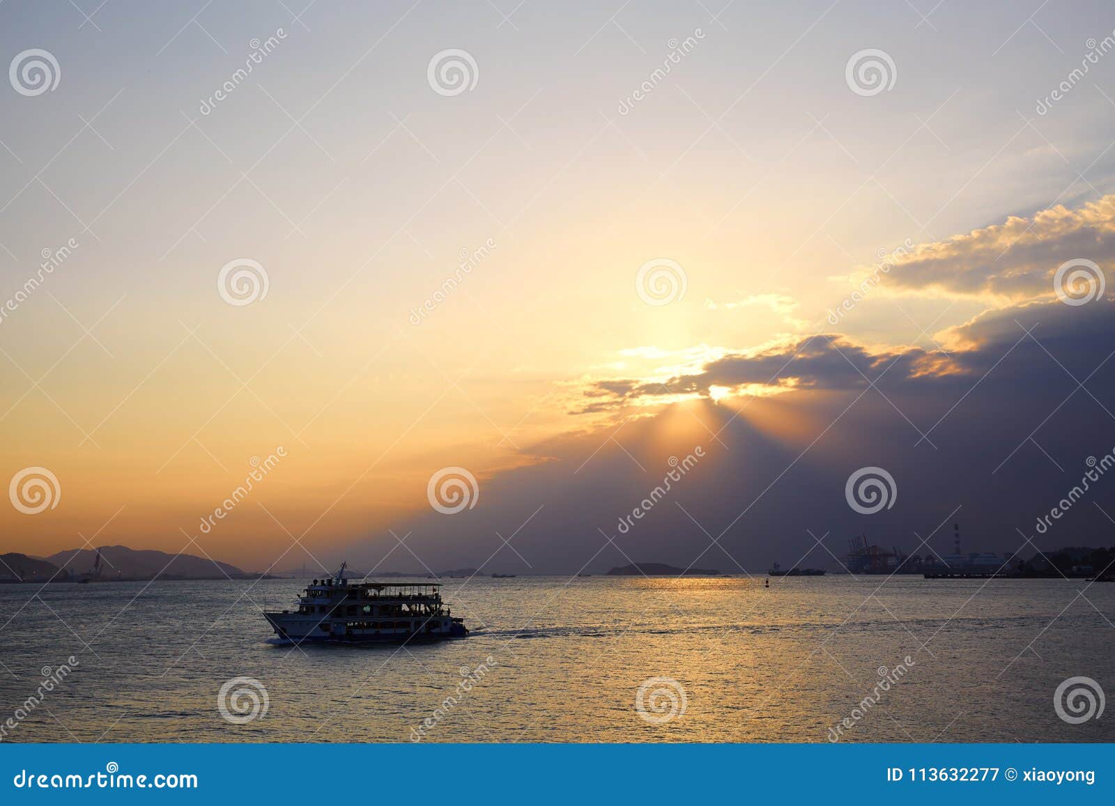 Ship in sunburst stock image. Image of seascape, ship - 113632277