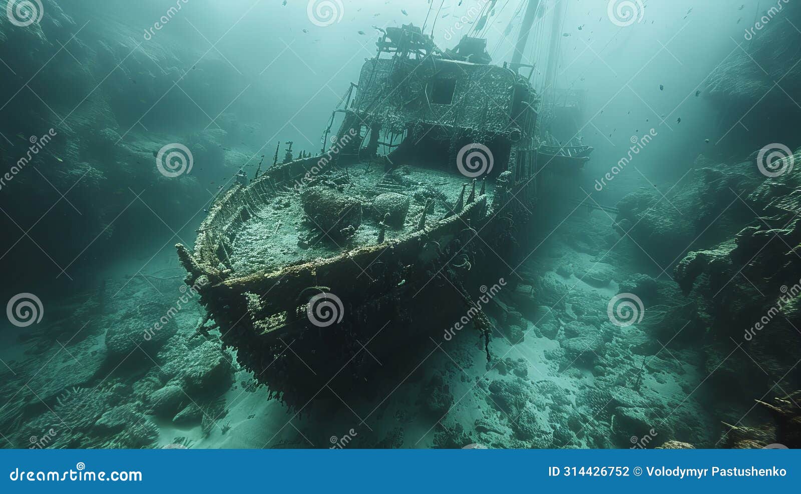A Ship is Sunk in the Ocean Stock Photo - Image of boat, watercraft ...