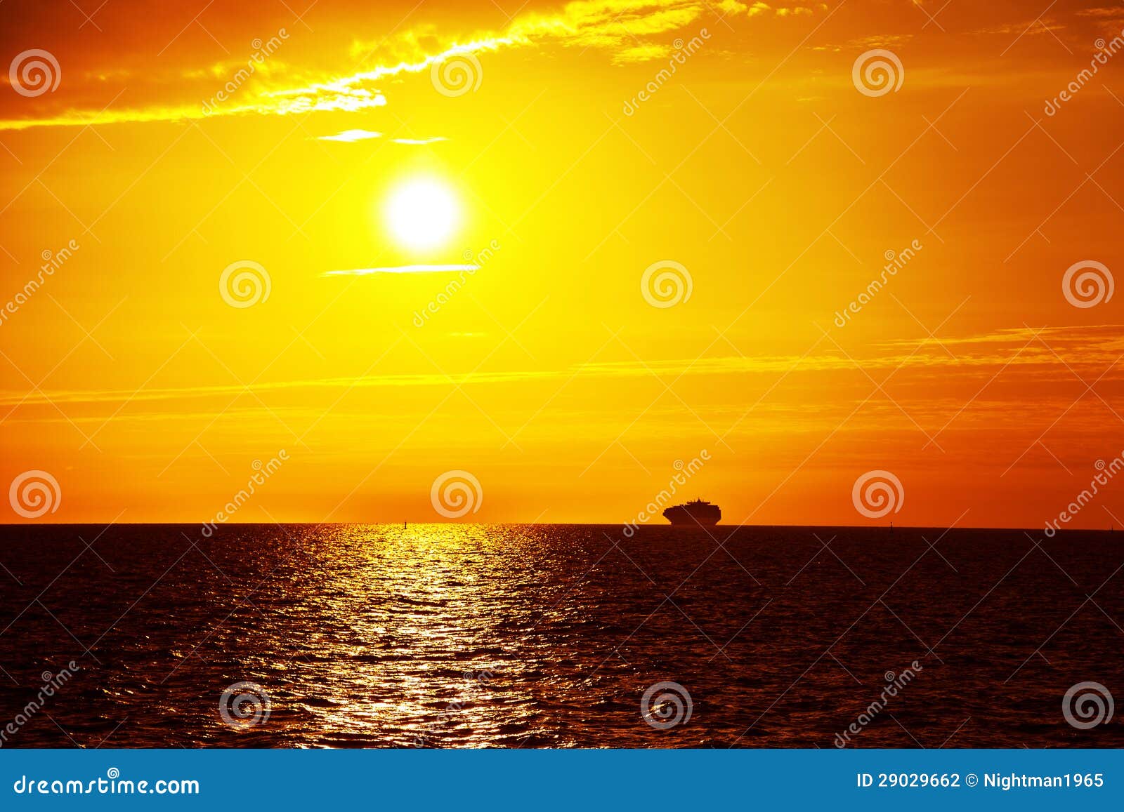 Ship on sunrise sea stock photo. Image of seascape, boat - 29029662