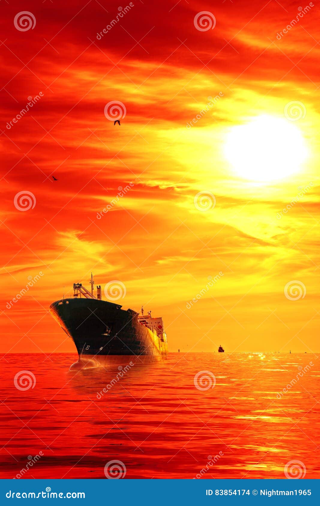 Ship at sunrise stock photo. Image of commerce, cruise - 83854174