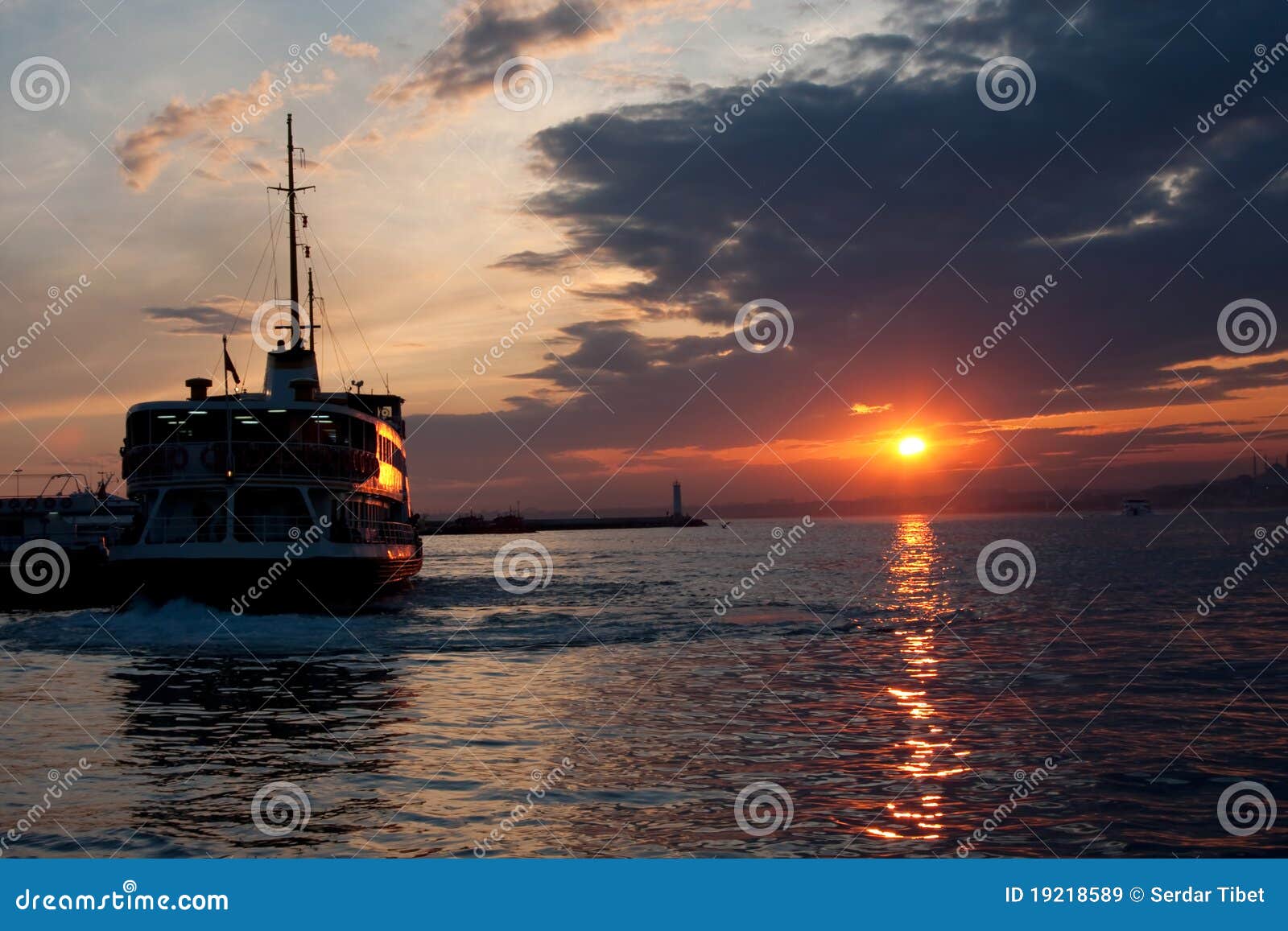 Ship in the sunset stock image. Image of seascape, turkey - 19218589