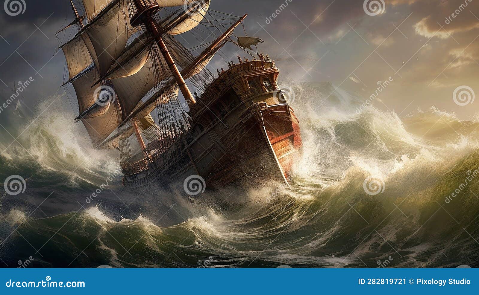 A Ship Swerved Here and There by a Wave at the Middle of a Stormy Sea ...