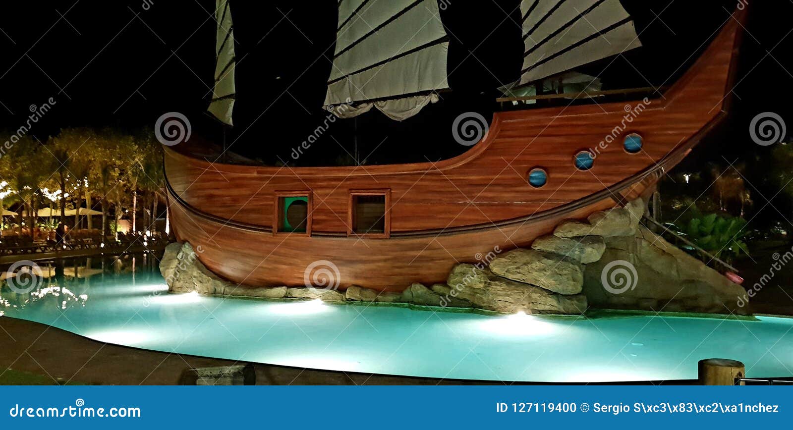 Ship at swimming pool stock photo. Image of ship, pool - 127119400