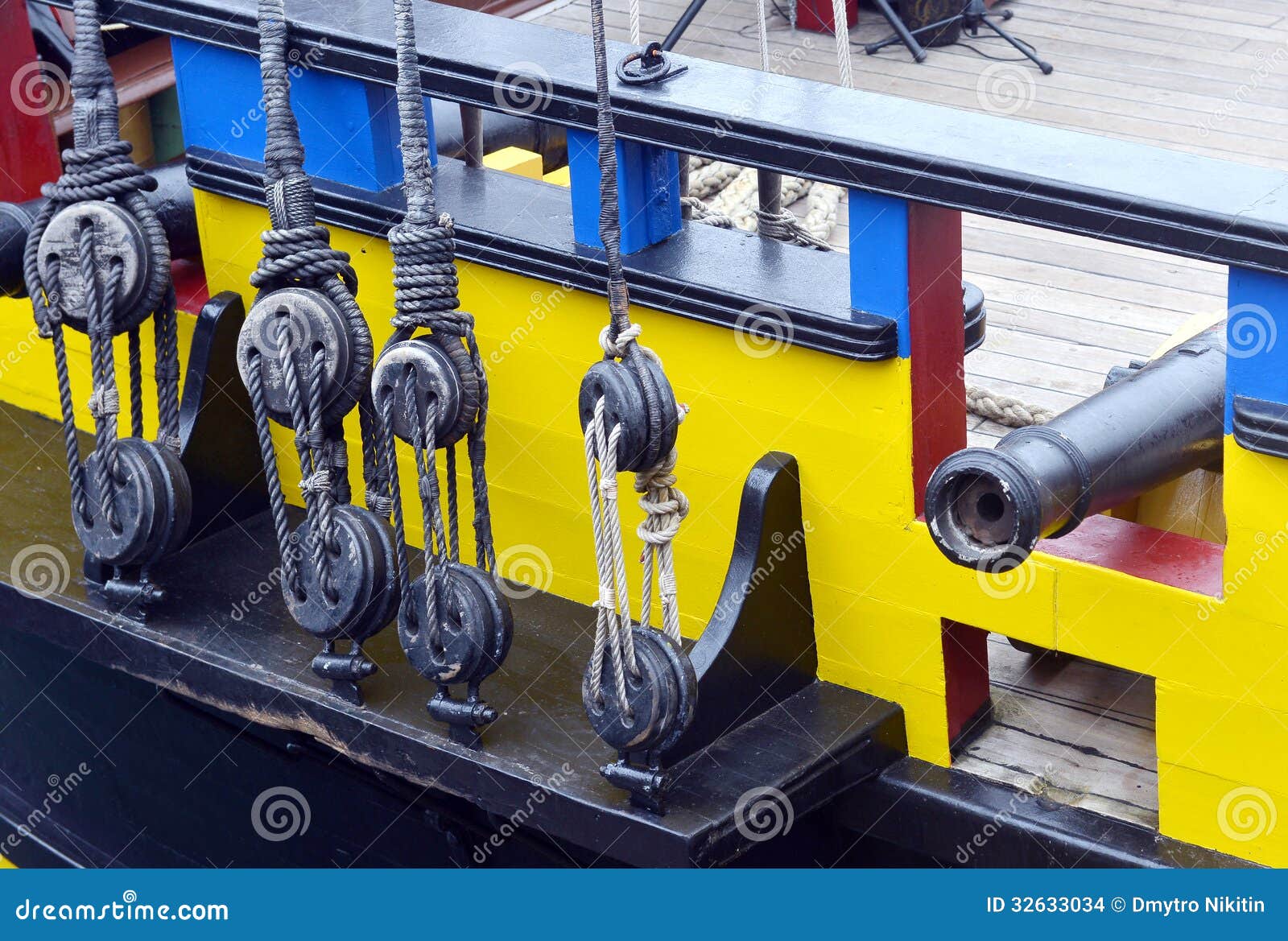 Old Ship Tackles. Old Sailing Ship Vessel. Background Stock Photo ...