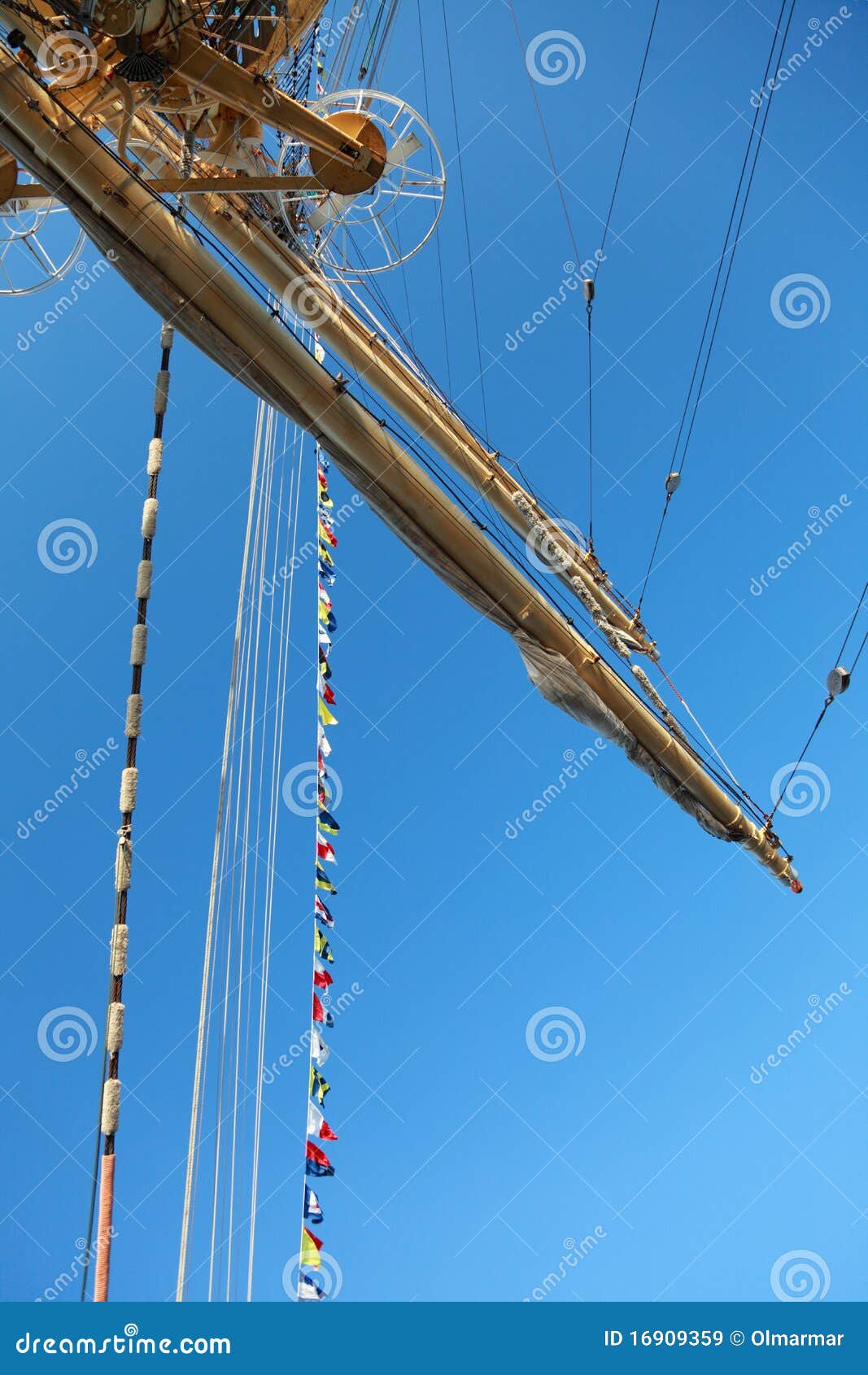 Ship Tackles, Rigging on a Old Frigate Stock Image - Image of ancient ...