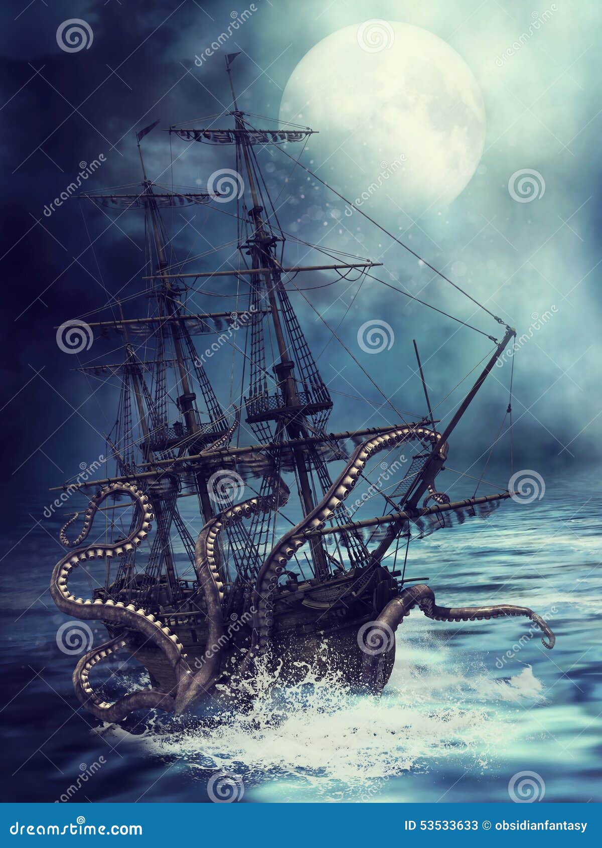 Fantasy Pirate Ship In A Galactic Night, Generative Ai Illustration ...