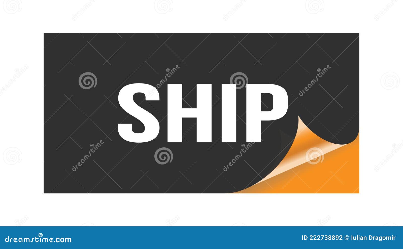 SHIP Text Written on Black Orange Sticker Stock Illustration ...