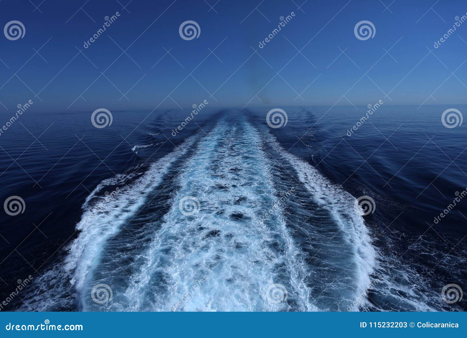 Ship trace in the water stock image. Image of oceans - 115232203