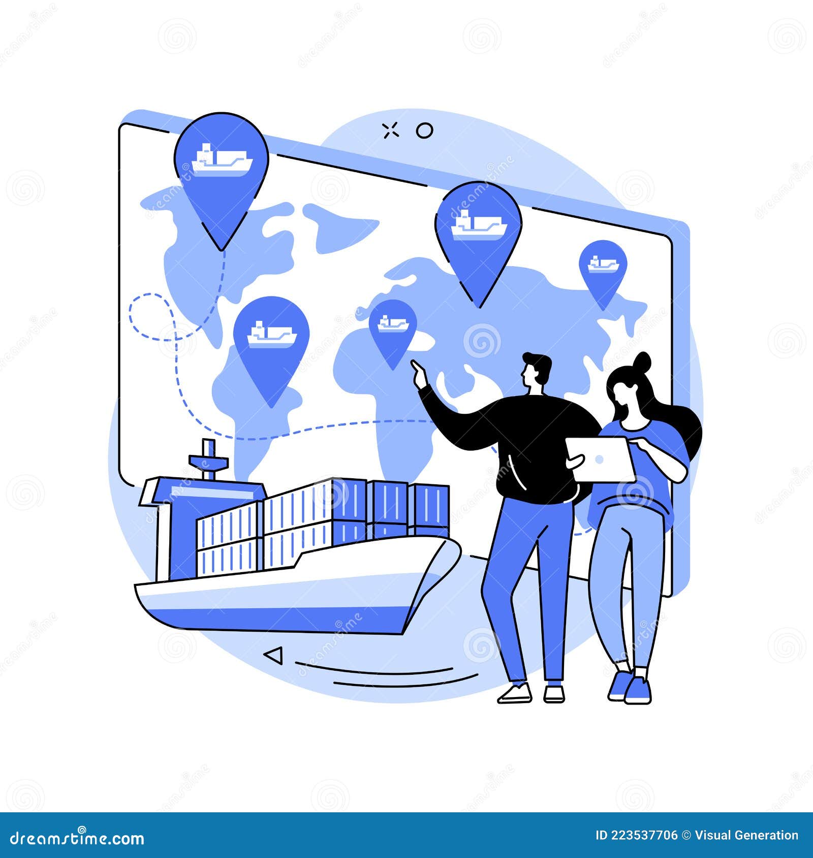 Ship Tracking Abstract Concept Vector Illustration. Stock Vector ...