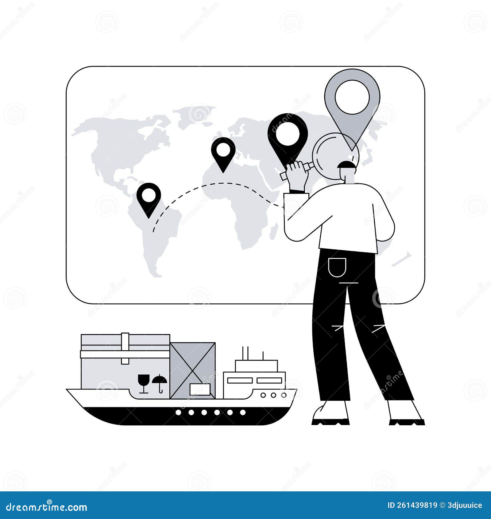 Ship Tracking Abstract Concept Vector Illustration. Stock Vector ...
