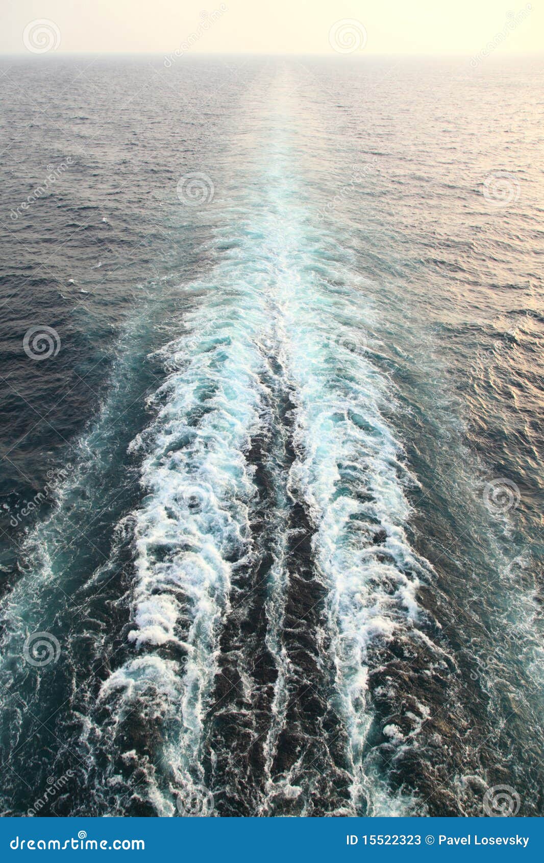 Ship Trail with Waves and Foam in Ocean Stock Image - Image of calm ...