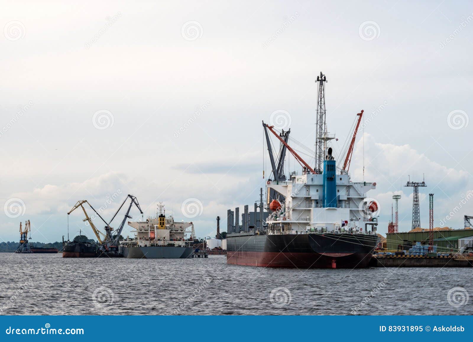 Ship Transshipment of the Port Channel. Stock Image - Image of handling ...