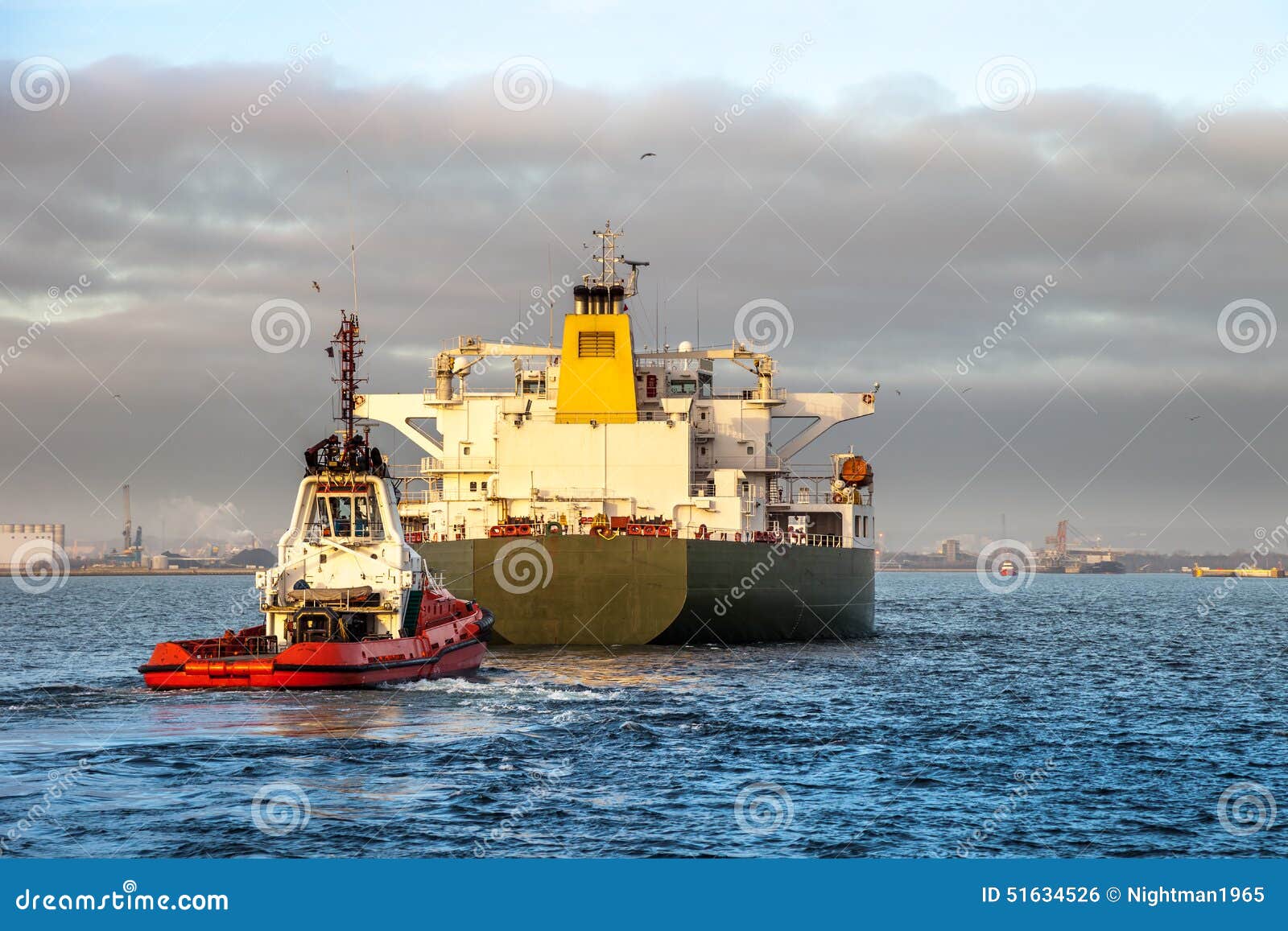 Ship with tug stock photo. Image of business, ocean, back - 51634526