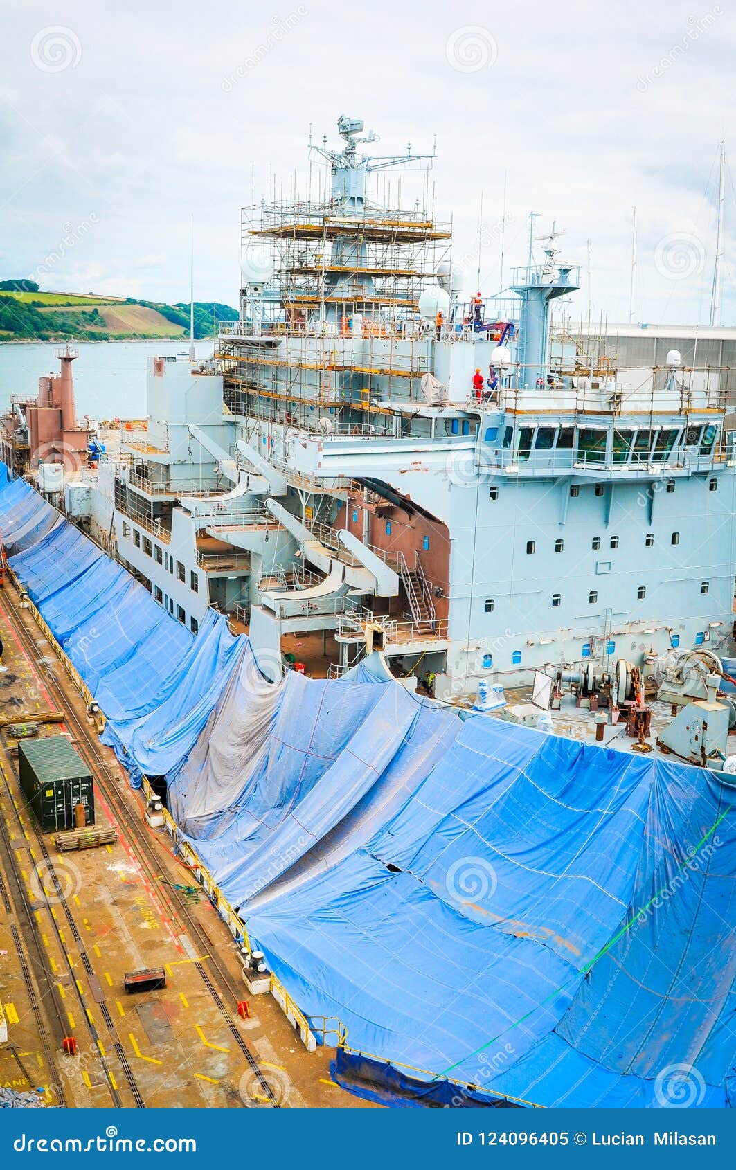 Ship under construction stock image. Image of industry - 124096405