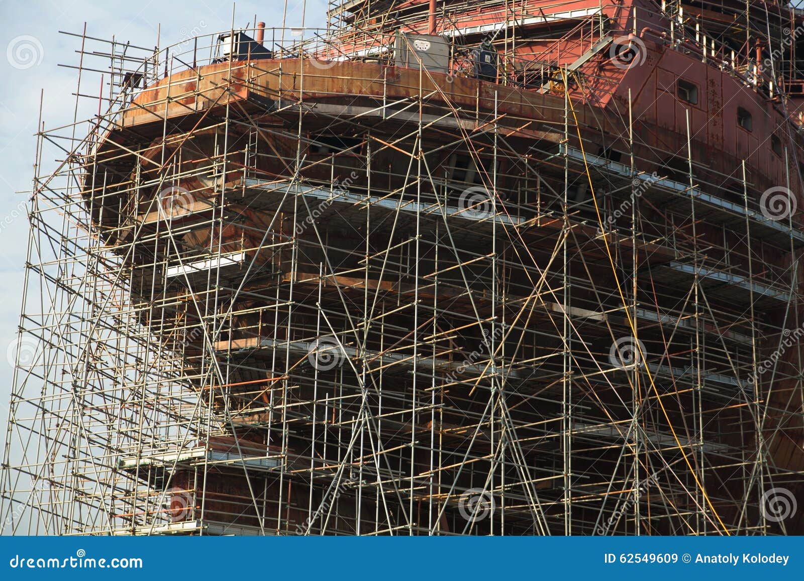 Ship Under Construction with Scaffolding Stock Image - Image of ...