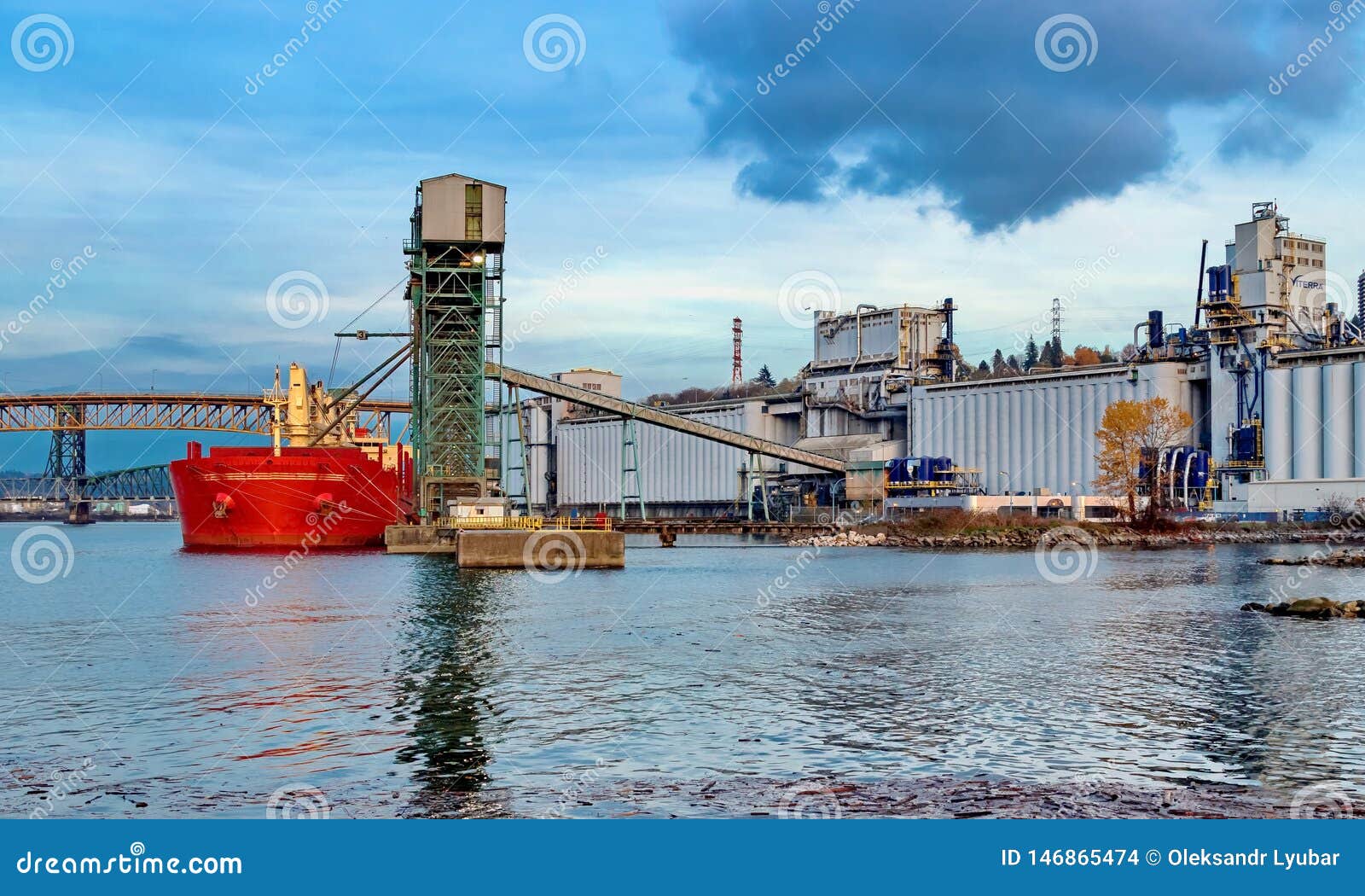 Ship Under Loading in Sea Port of Vancouver Stock Photo - Image of port ...