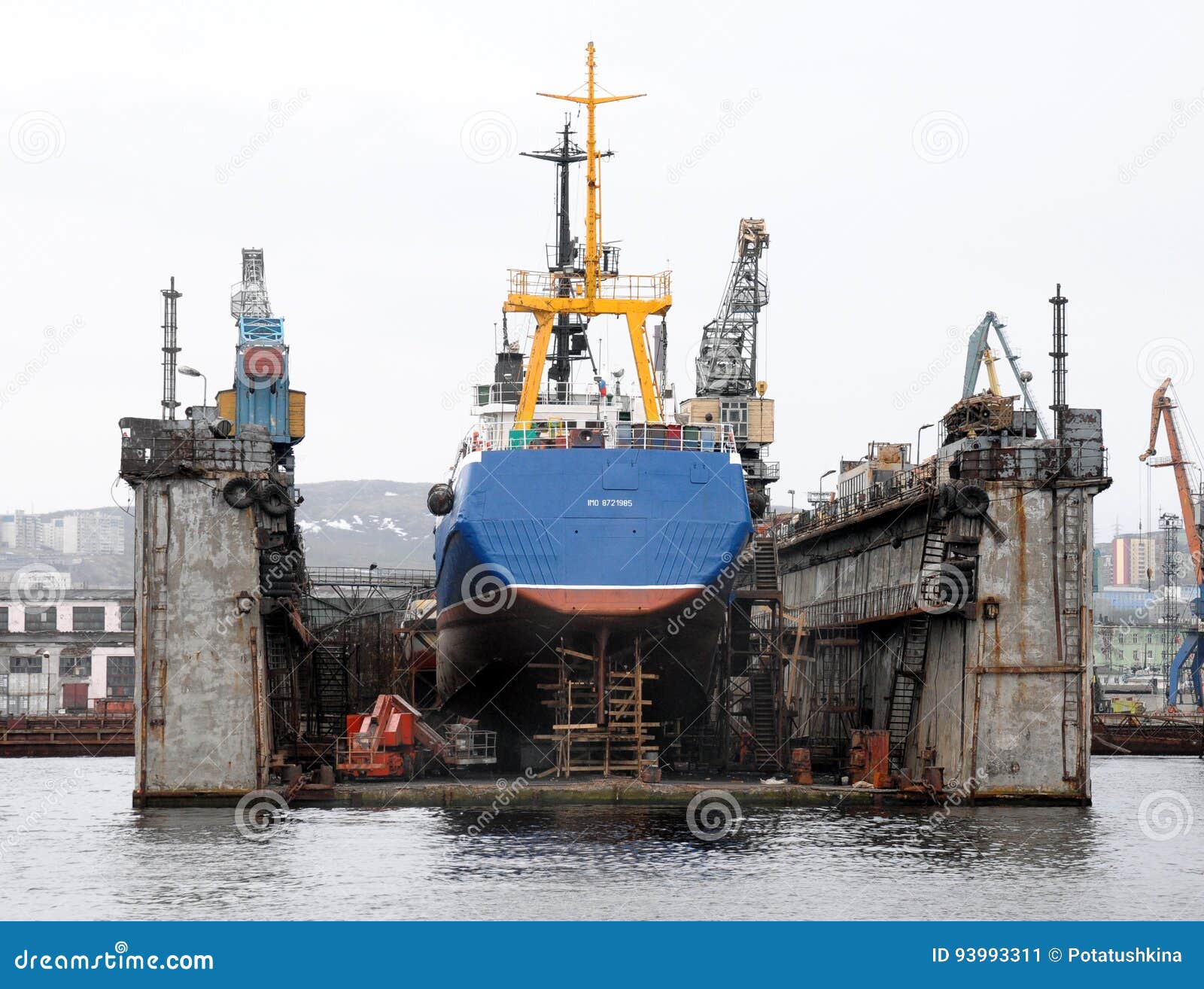 The Ship is Under Repair at a Floating Dock Editorial Photo - Image of ...