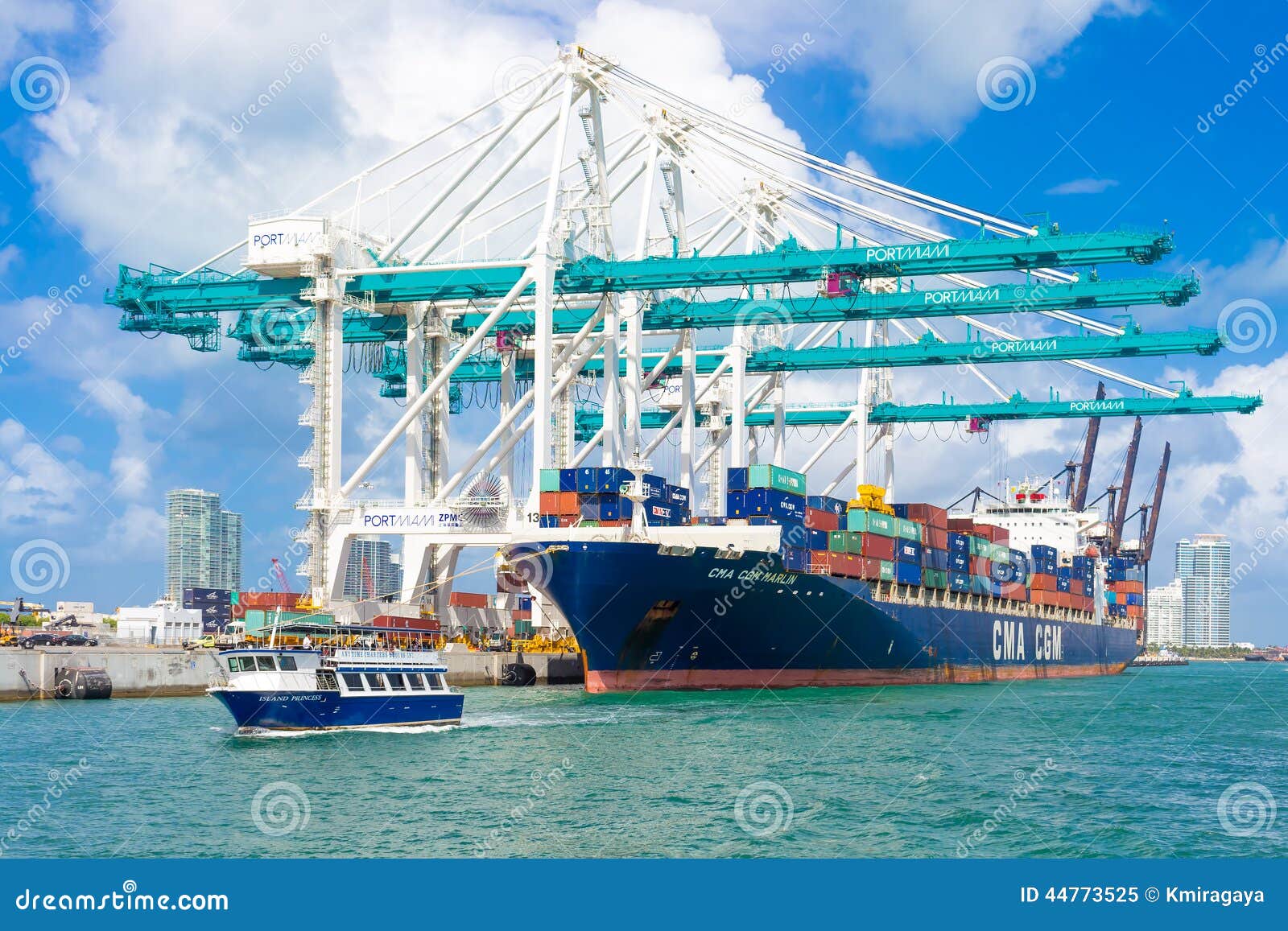 Ship Unloading Containers at the Port of Miami Editorial Image - Image ...