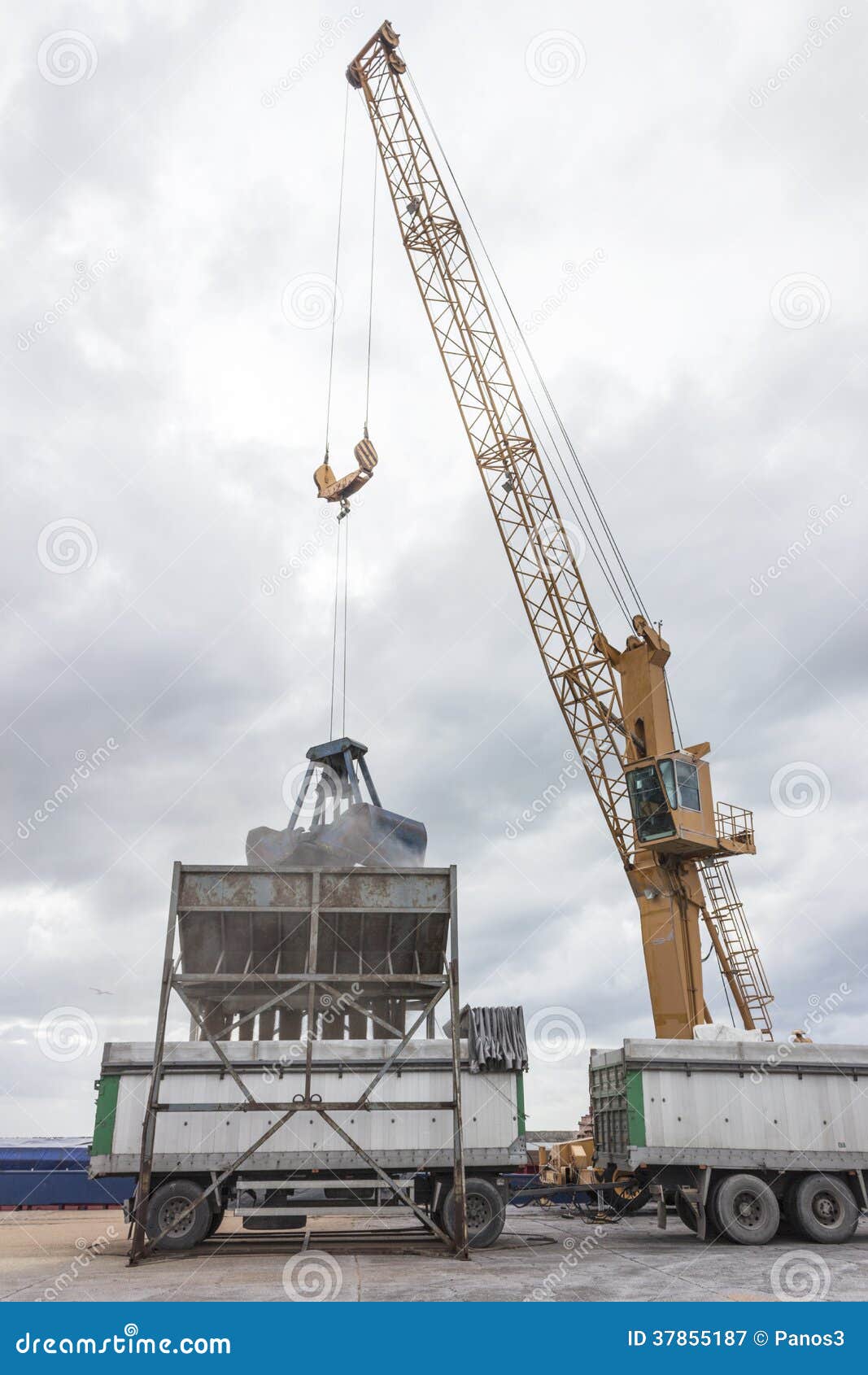 Unloading Grain Truck At Elevator On Elevating Hydraulic Platform ...
