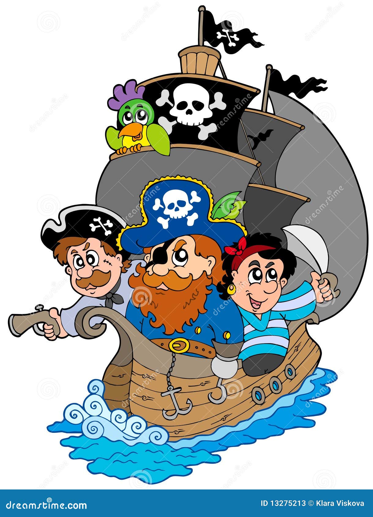 Set With Cartoon Pirates Vector Illustration | CartoonDealer.com #42224426