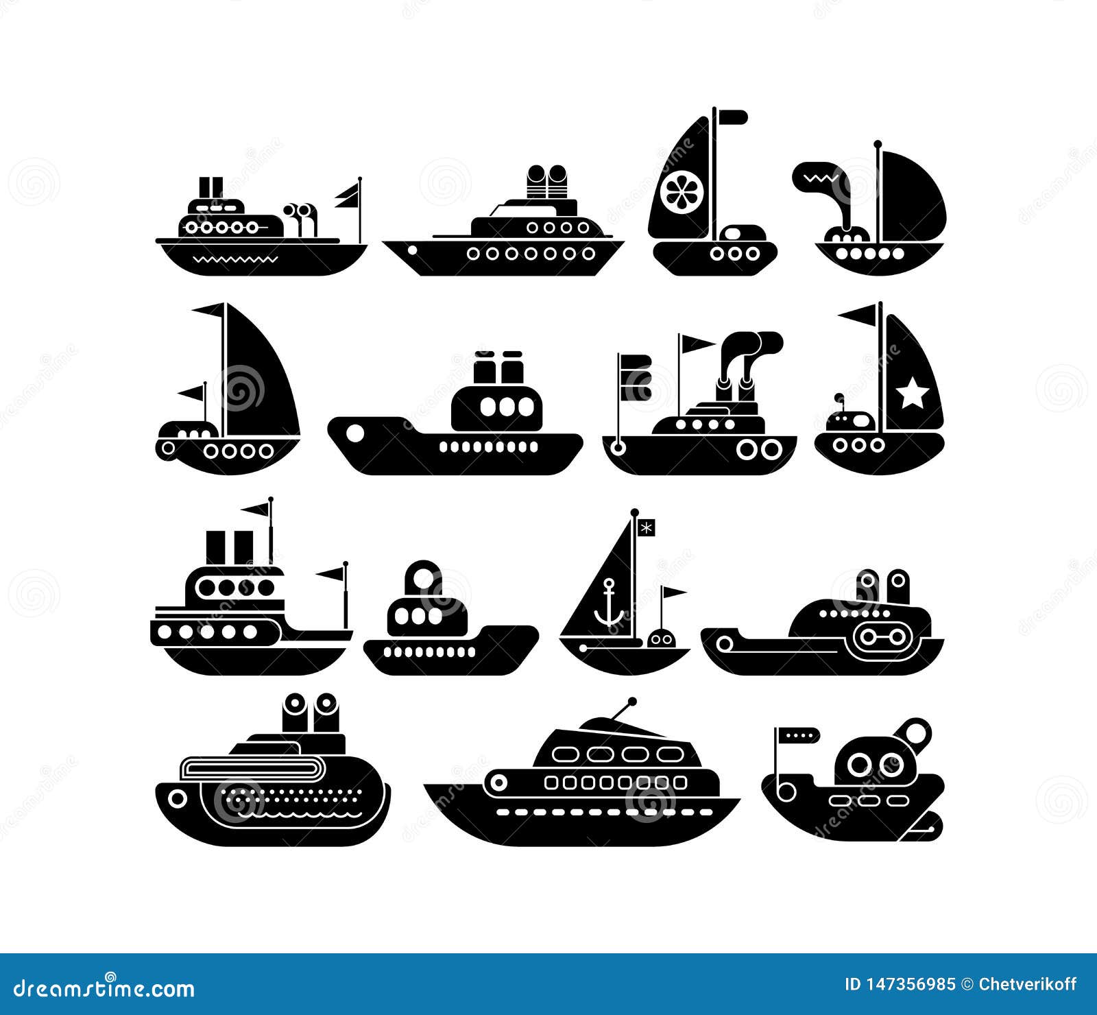Ship vector icon set stock vector. Illustration of passenger - 147356985