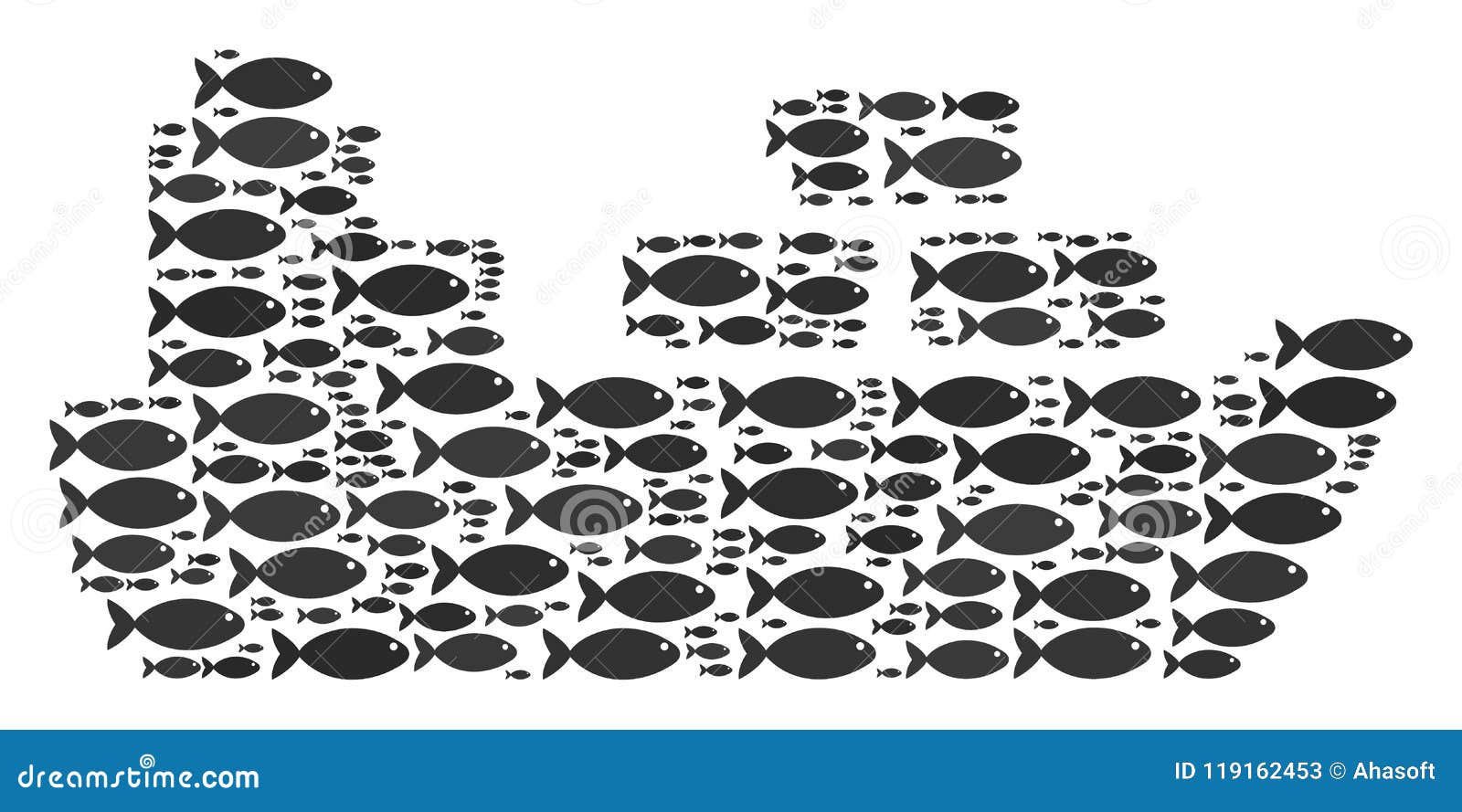 Ship Composition of Fish Icons Stock Vector - Illustration of marine ...