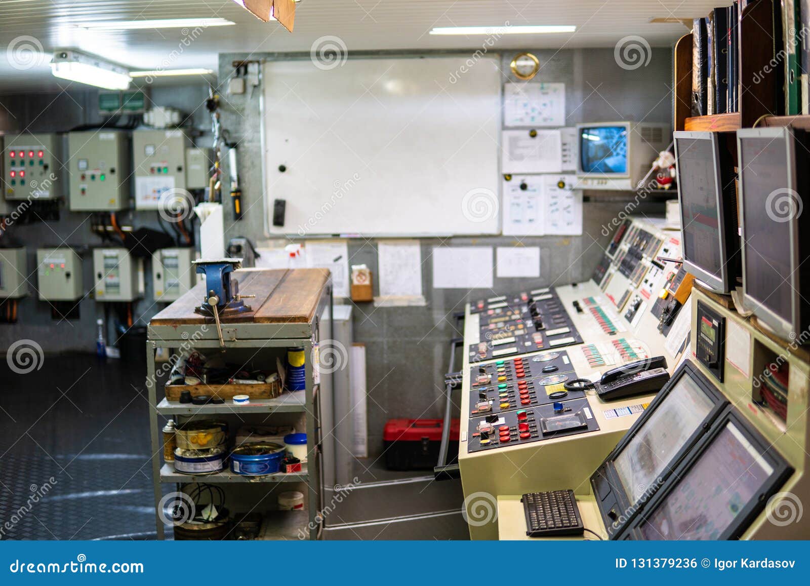 Ship or Vessel Engine Control Room ECR. Start Engine Stock Photo ...