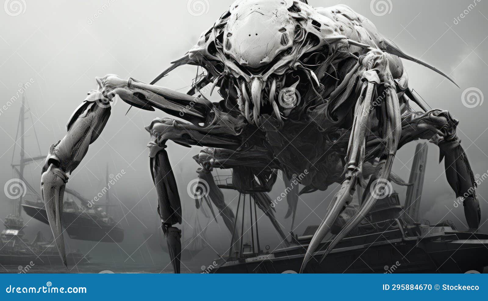 Eerie Zombielike Insect Approaching Rainy Ship Stock Illustration ...