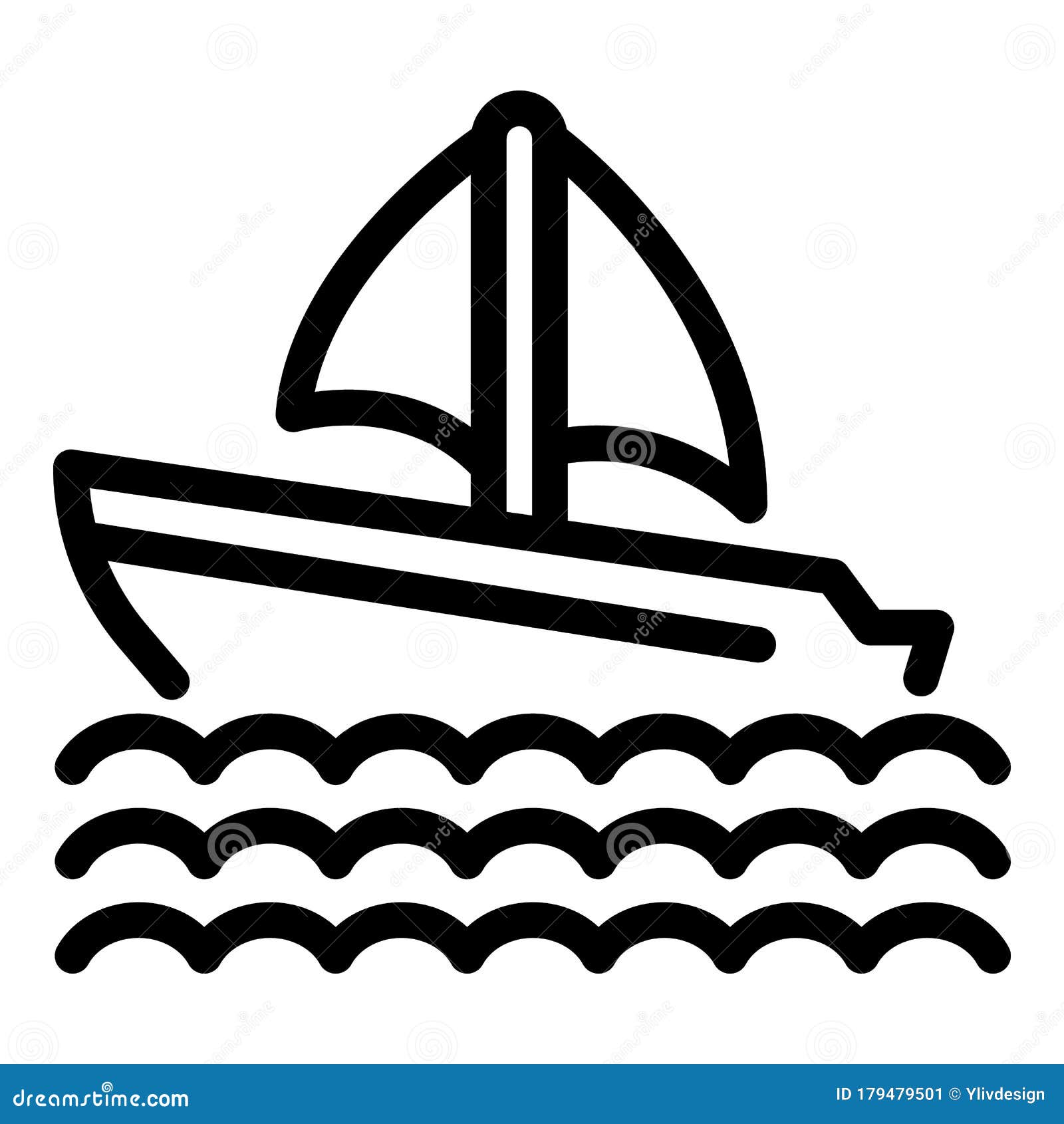Ship on Waves Icon, Outline Style Stock Vector - Illustration of ocean ...