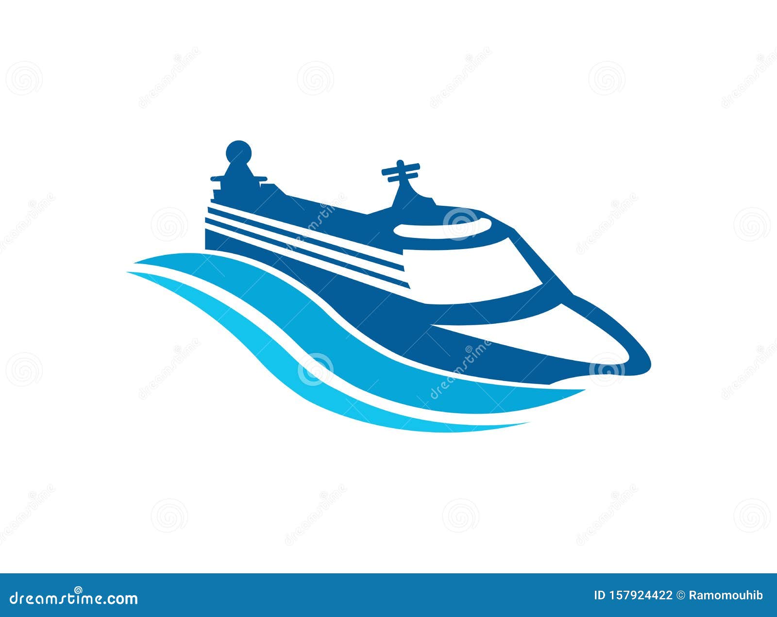 Ship and Waves Vector Sailing Logo Design Illustration on White ...