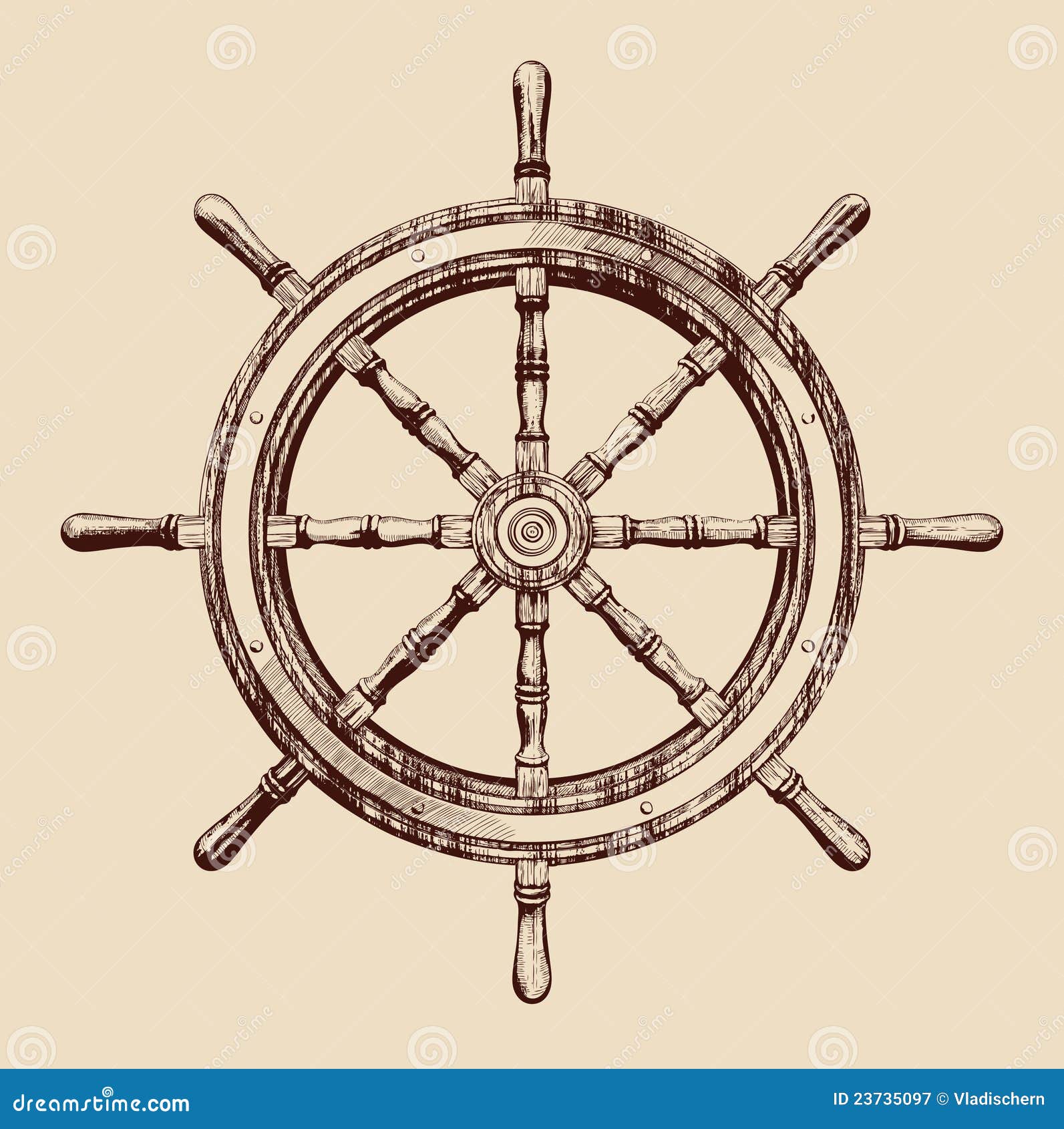 Ship wheel stock vector. Illustration of fashioned, maritime - 23735097