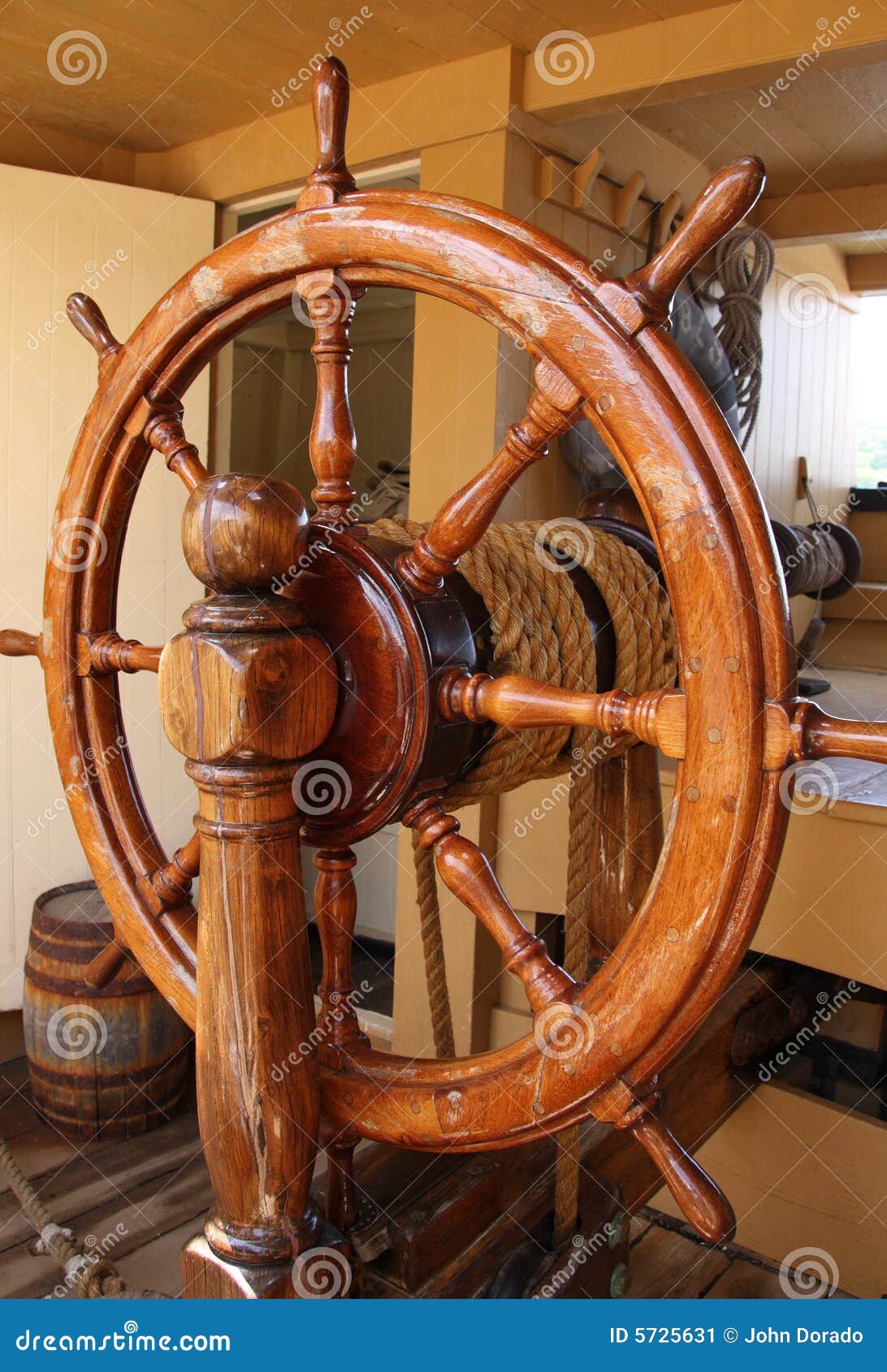 Ship wheel stock image. Image of brown, steer, wooden - 5725631