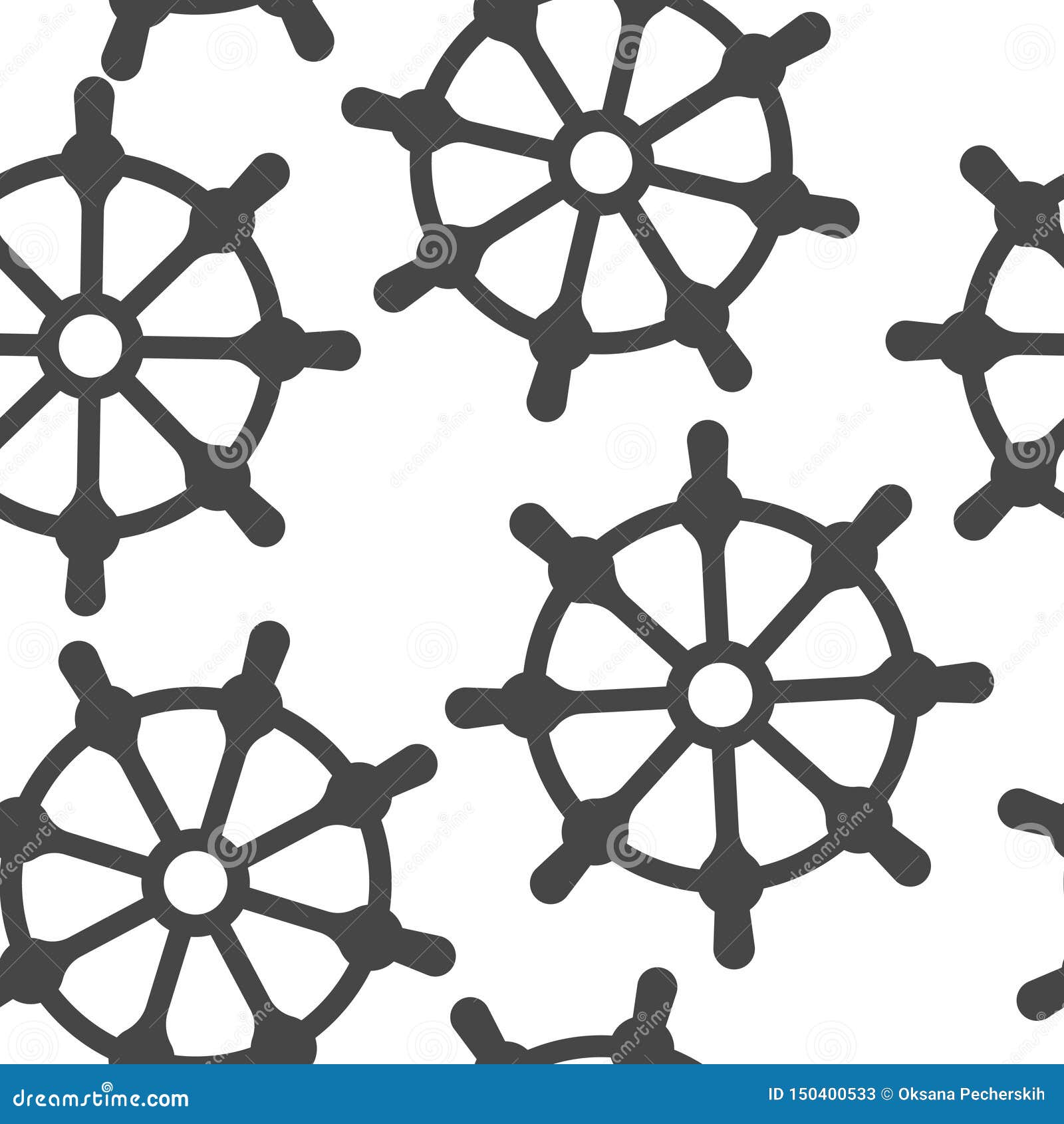 Ship Wheel. Boat Steering Wheel Icon Seamless Pattern on a White ...