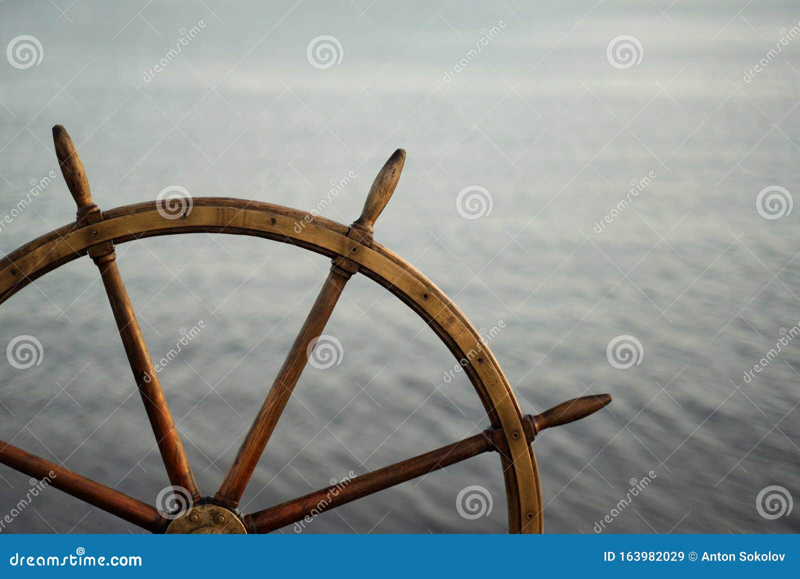Ship Wheel and Sea on Background Stock Image - Image of transportation ...