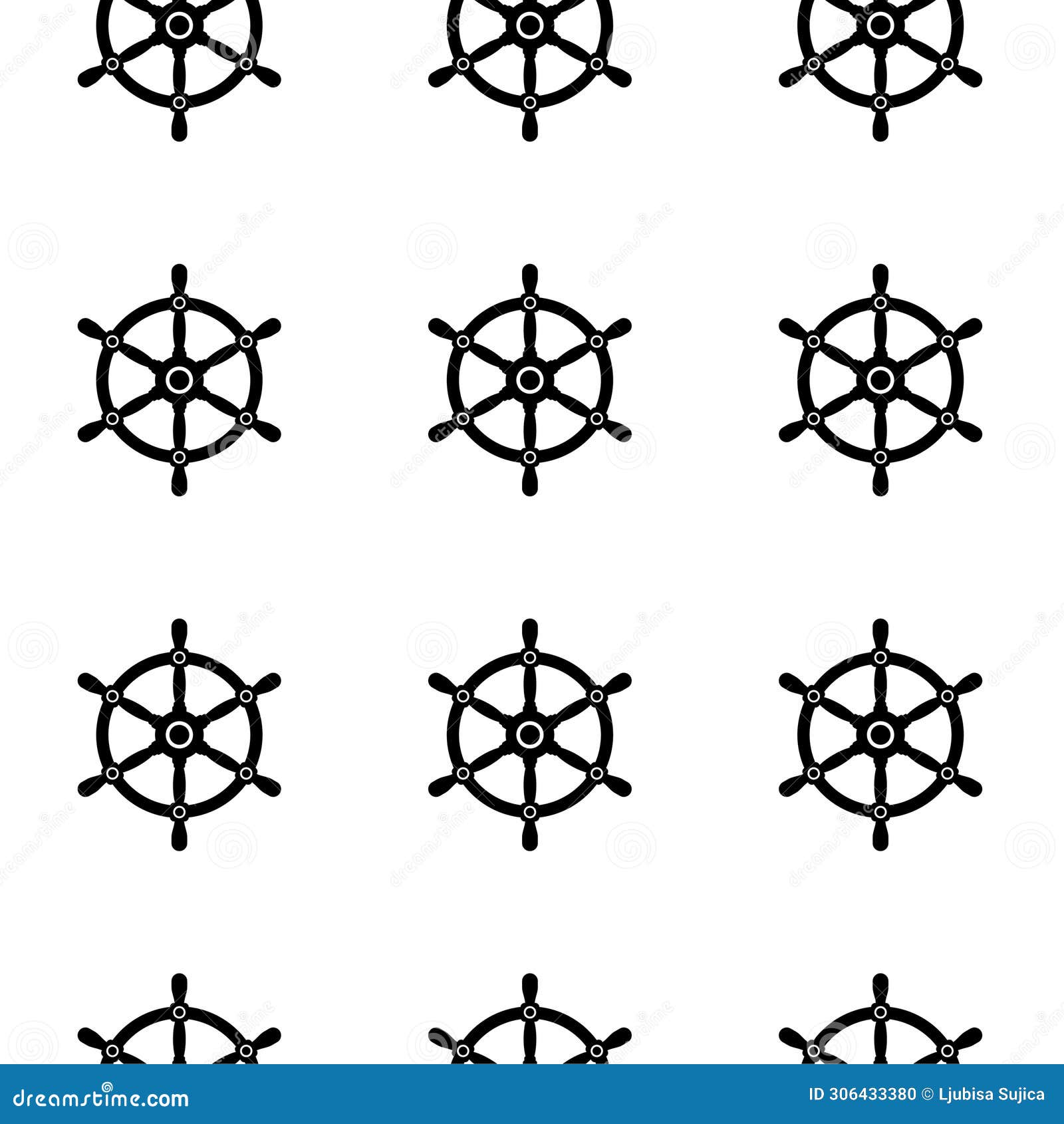 Ship Wheel Seamless Simple Isolated on White Stock Vector ...