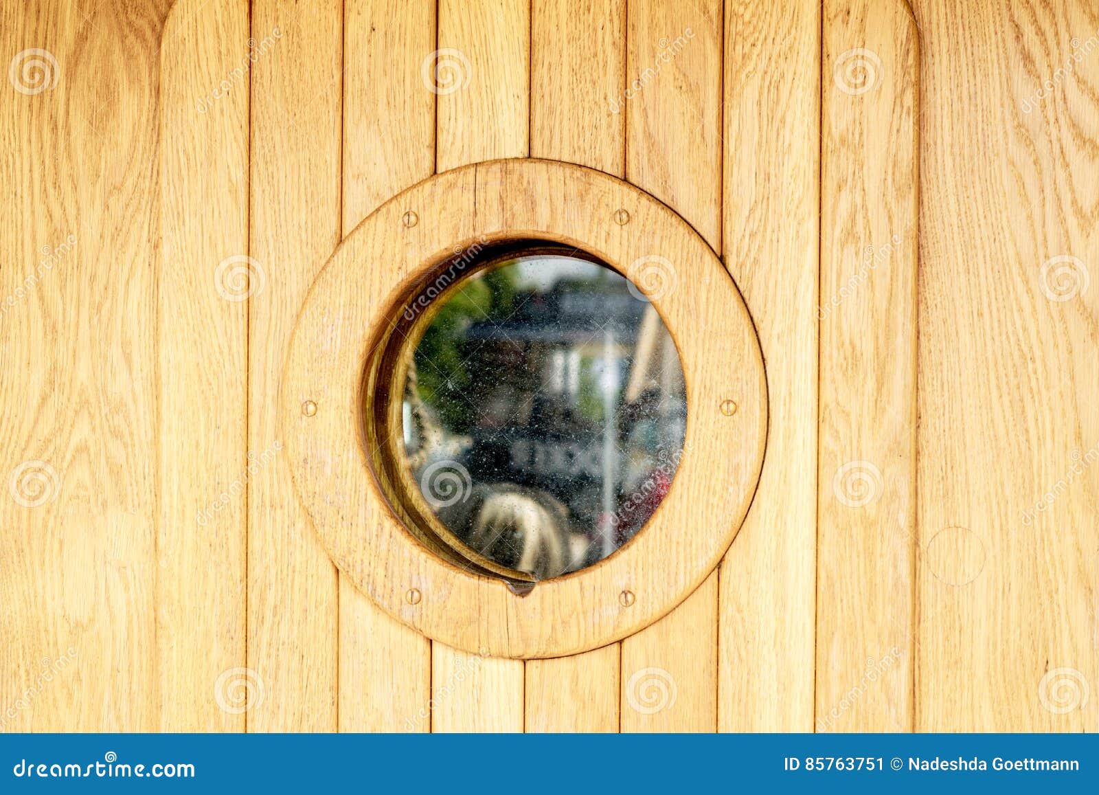 Ship Window or Porthole on Wooden Wall Stock Image - Image of frame ...